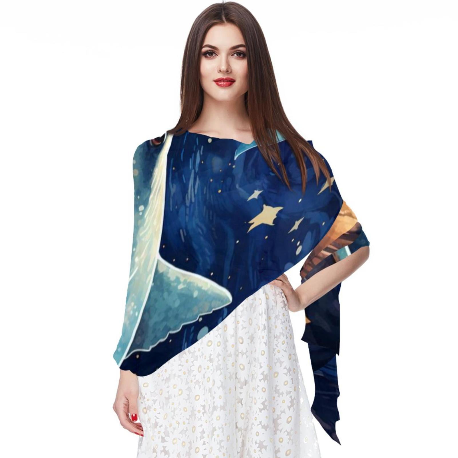 Starry Shark Light and Breathable Chiffon Yarn Silk scarf for Women ...