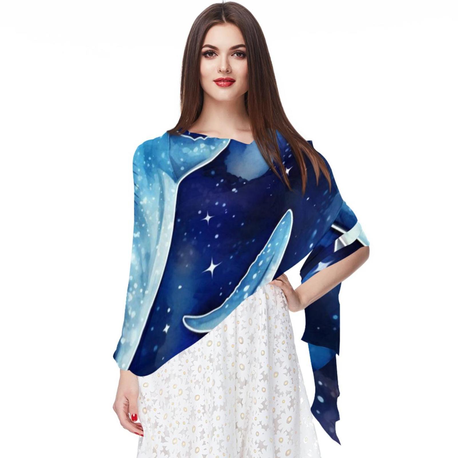 Starry Shark Light and Breathable Chiffon Yarn Silk scarf for Women ...