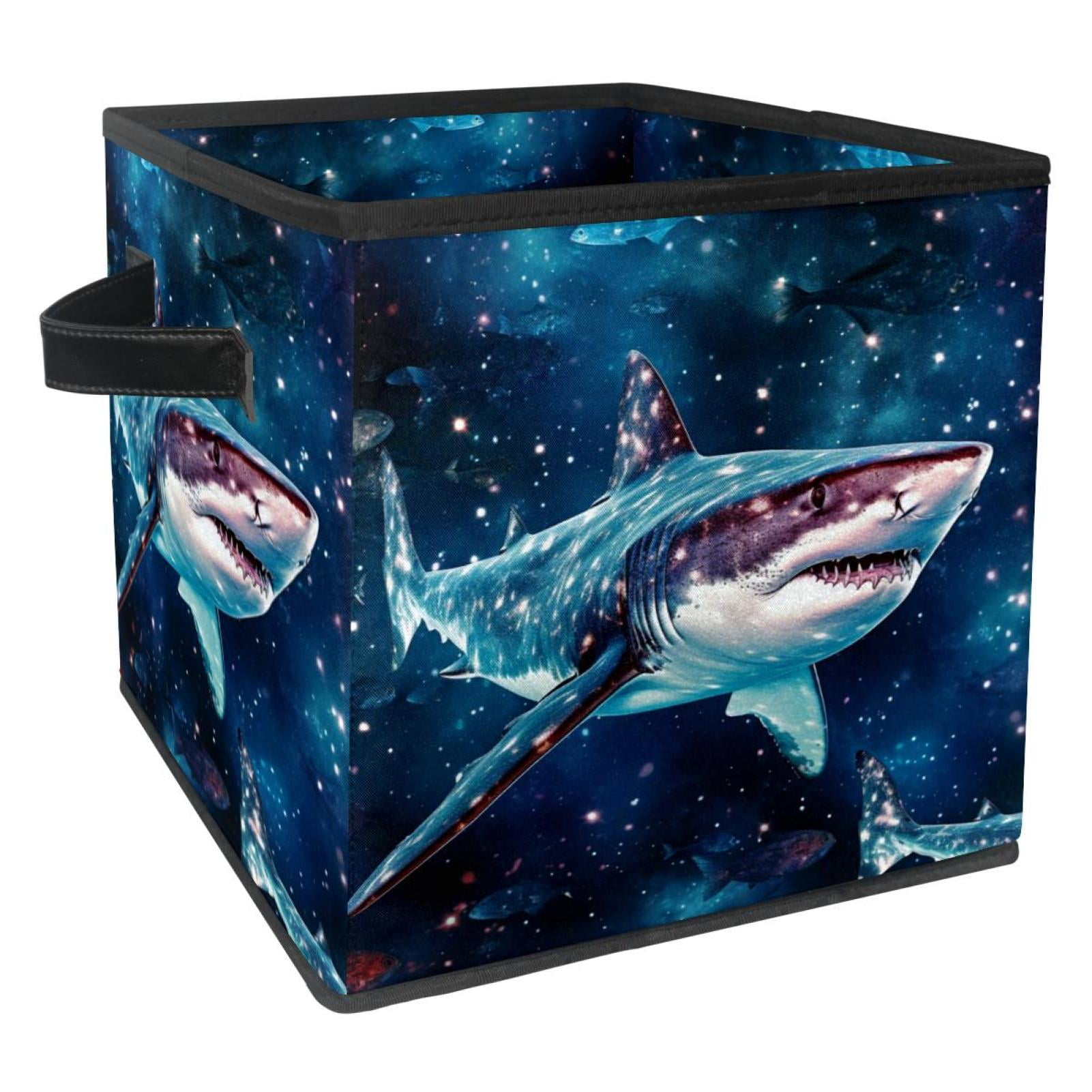Starry Shark Storage Containers Foldable Basket with Handle, 10.8"x10.5 ...