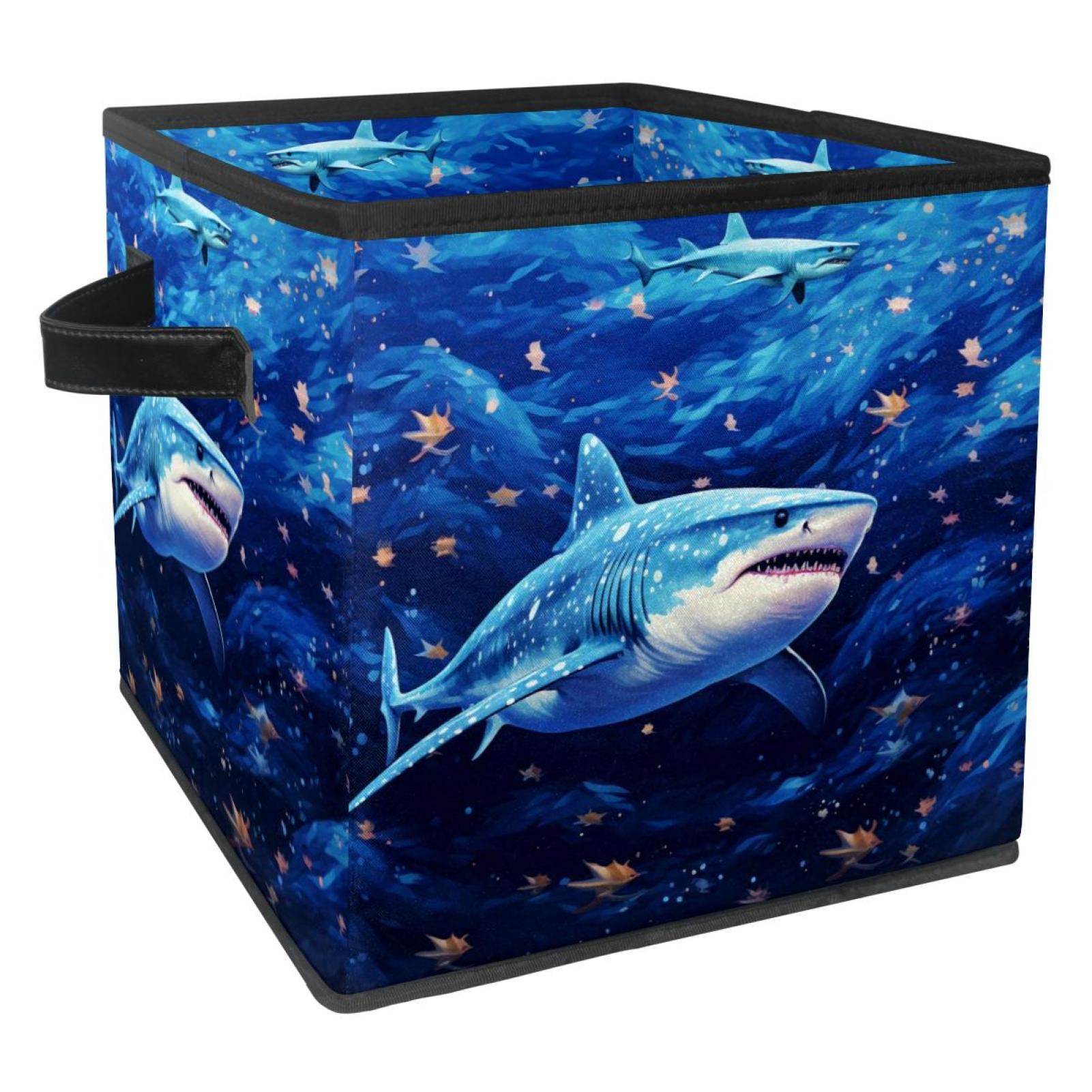 Starry Shark Storage Containers Foldable Basket with Handle, 10.8"x10.5 ...