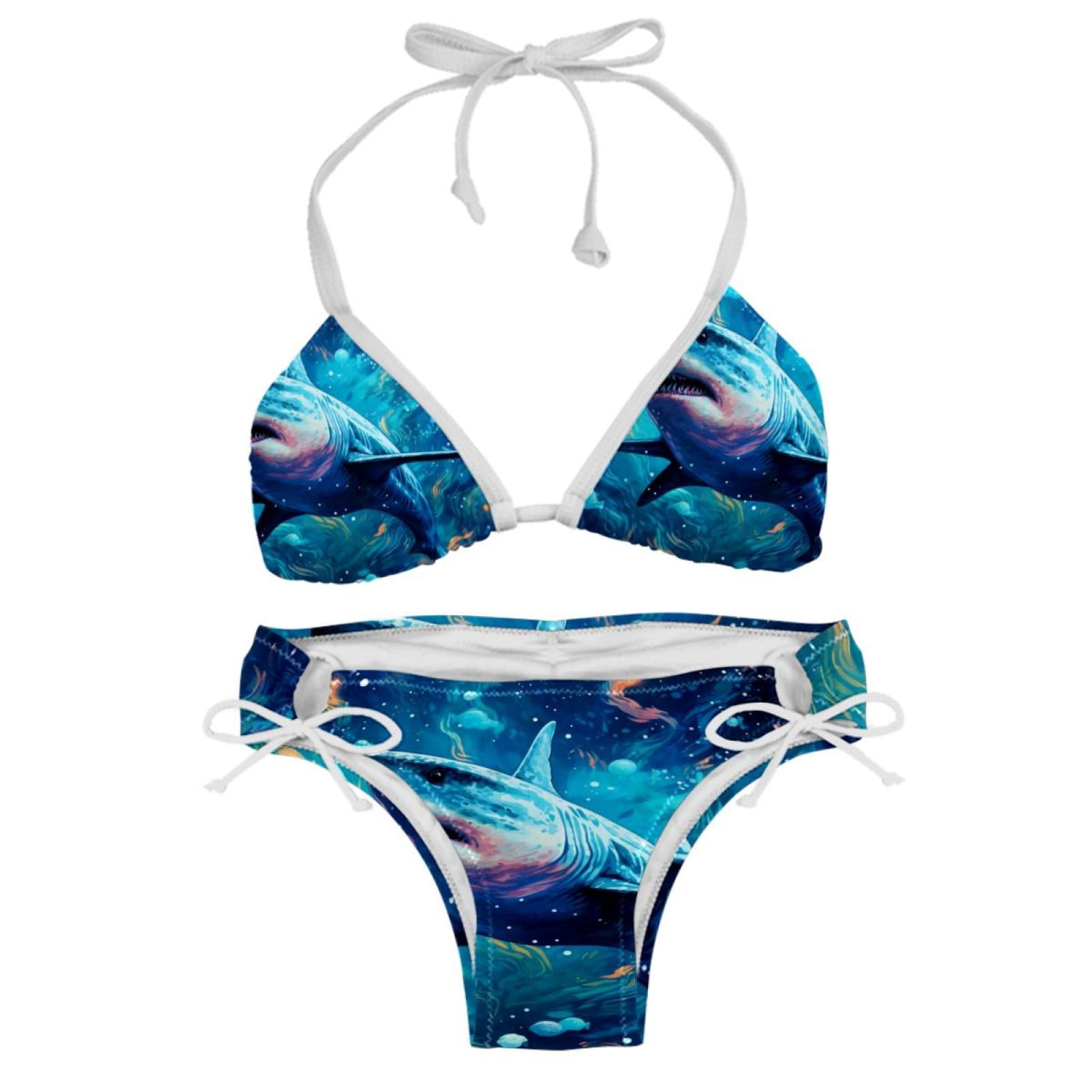 Starry Shark Swim Suit Bikini Set with Detachable Sponge & Adjustable ...