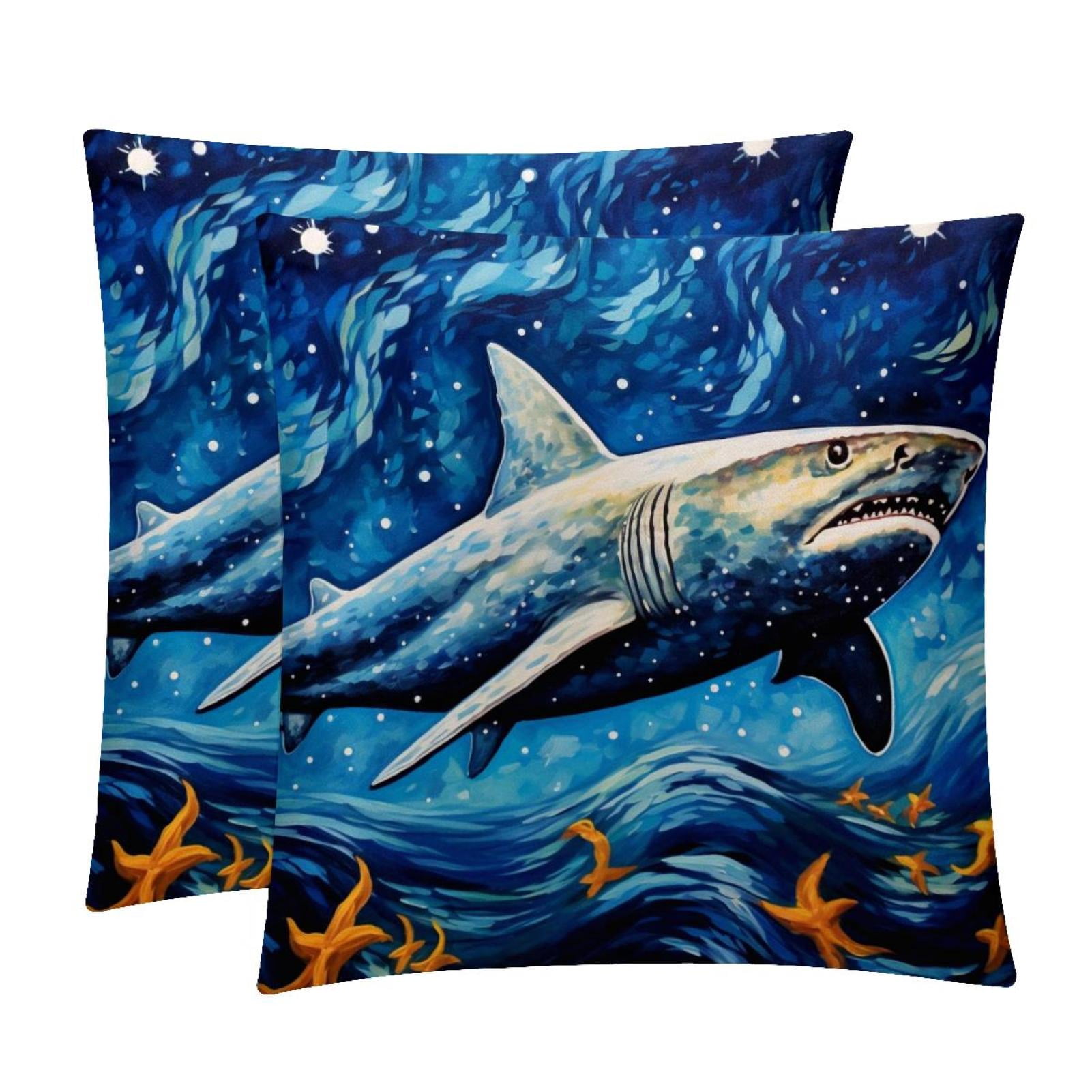 Starry Shark Throw Pillow Covers Covers Set of 2, Velvet Cushion Case ...