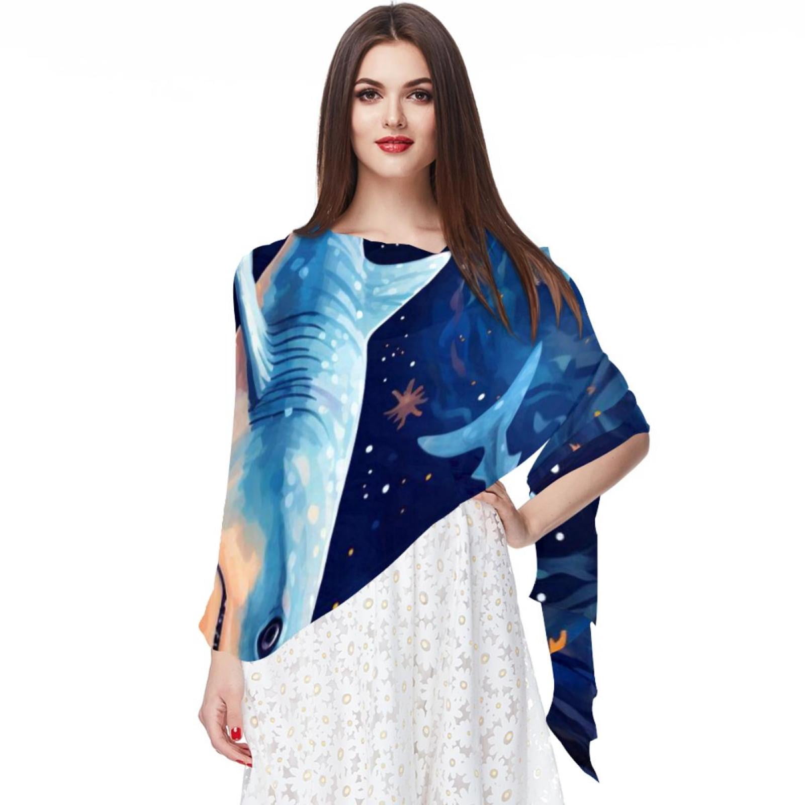 Starry Shark Translucent Chiffon Yarn Silk Scarf - Light Breathable ...