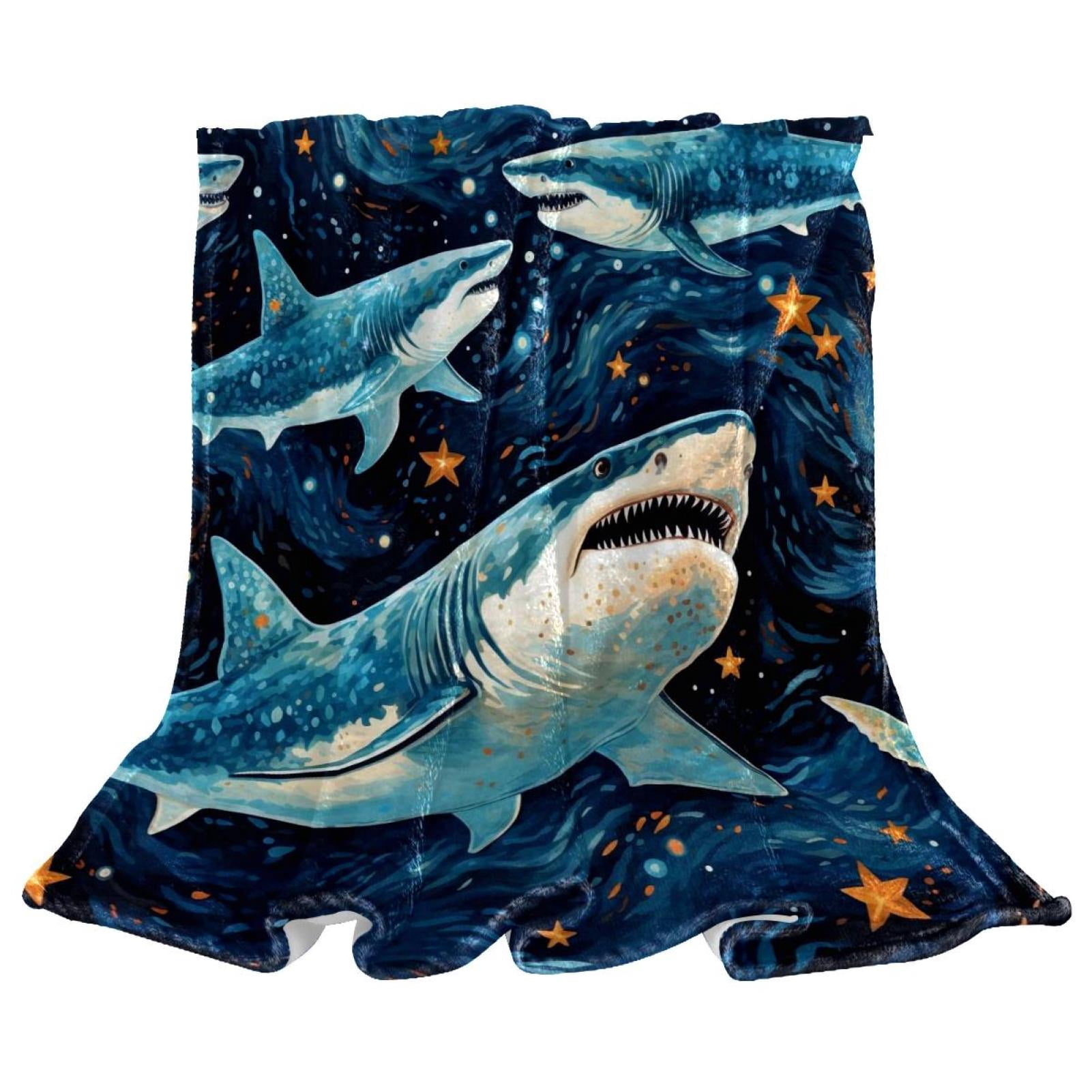 Starry Shark Warm Cozy Throw Blanket Microfiber Fleece Blankets for ...