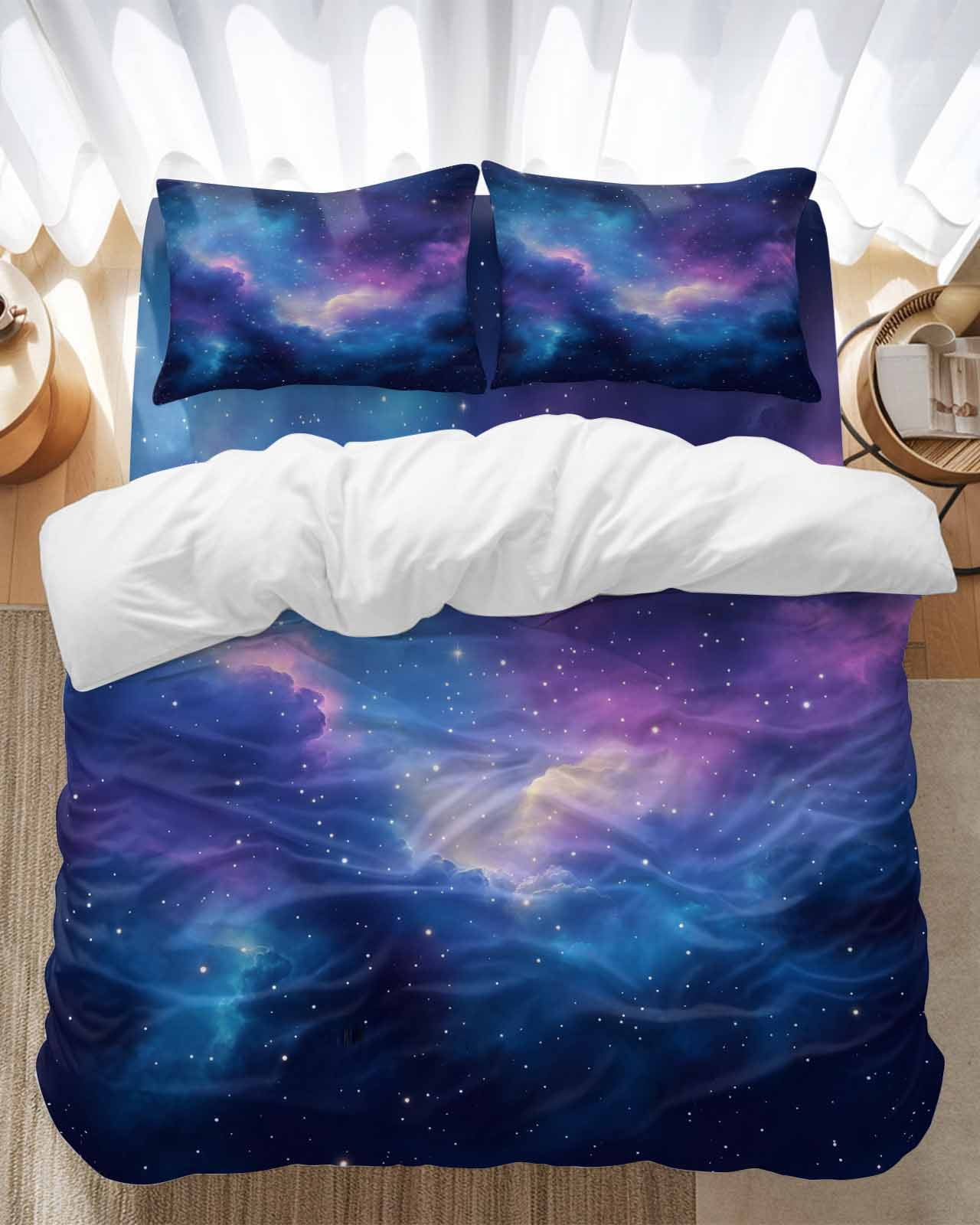 Starry Sky Bedding Duvet Cover Set Queen Size 4 Pieces Color Night Sky ...