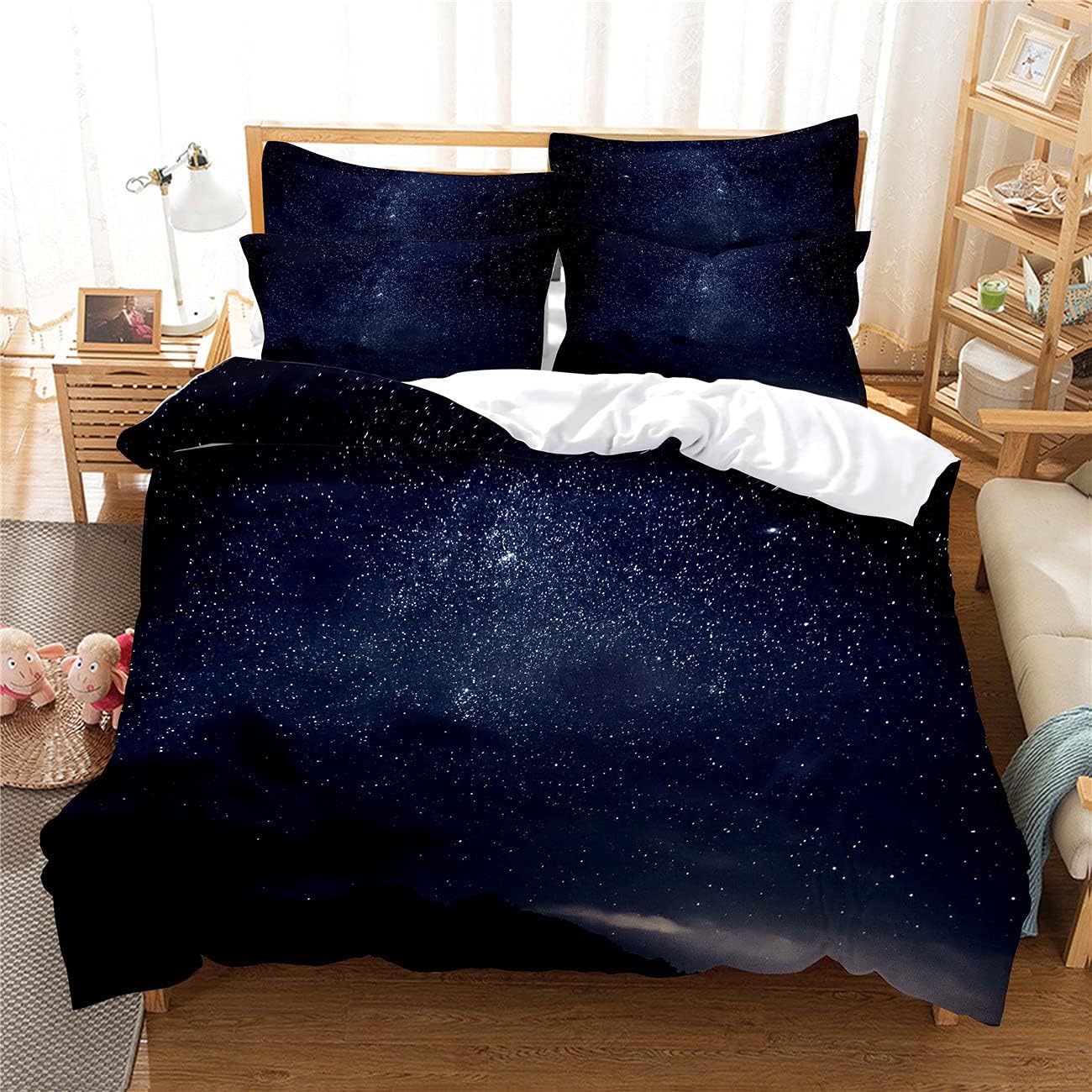 Starry Sky Bedding Set Kids Galaxy Universe Duvet Cover Deluxe Soft ...