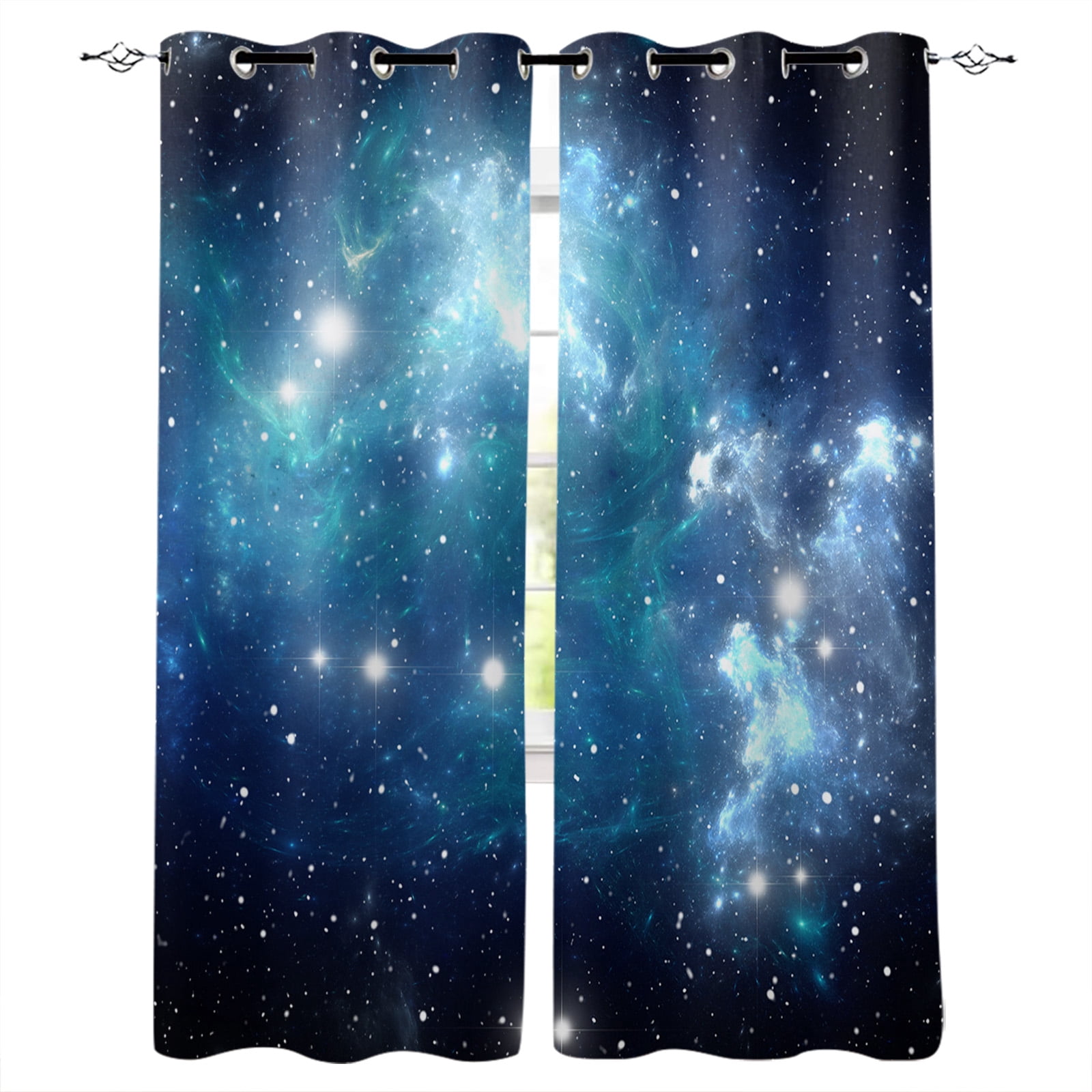 Starry Sky Blue Black Nebula Universe Window Screen Printed Design ...