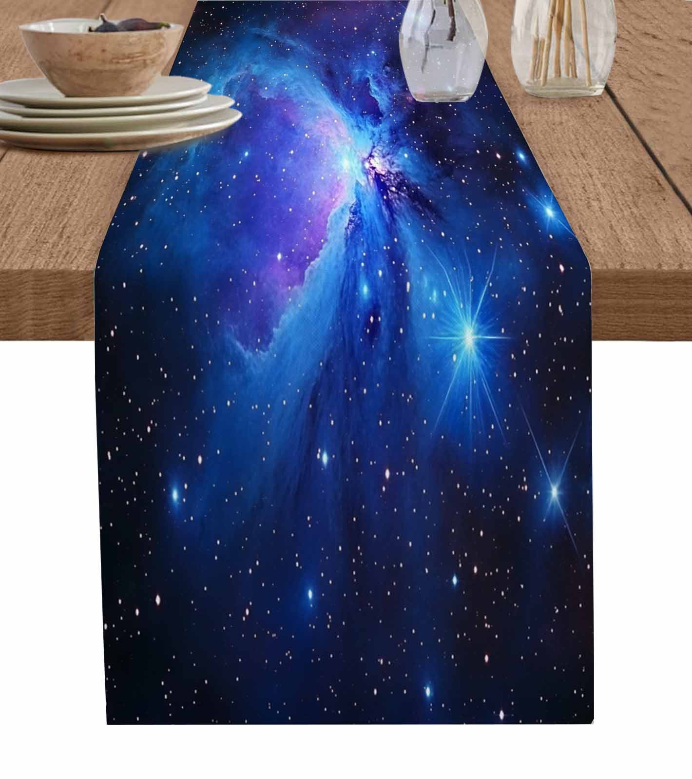 Starry Sky Burlap Cotton Table Runner 13x108 Inches Long, Modern ...