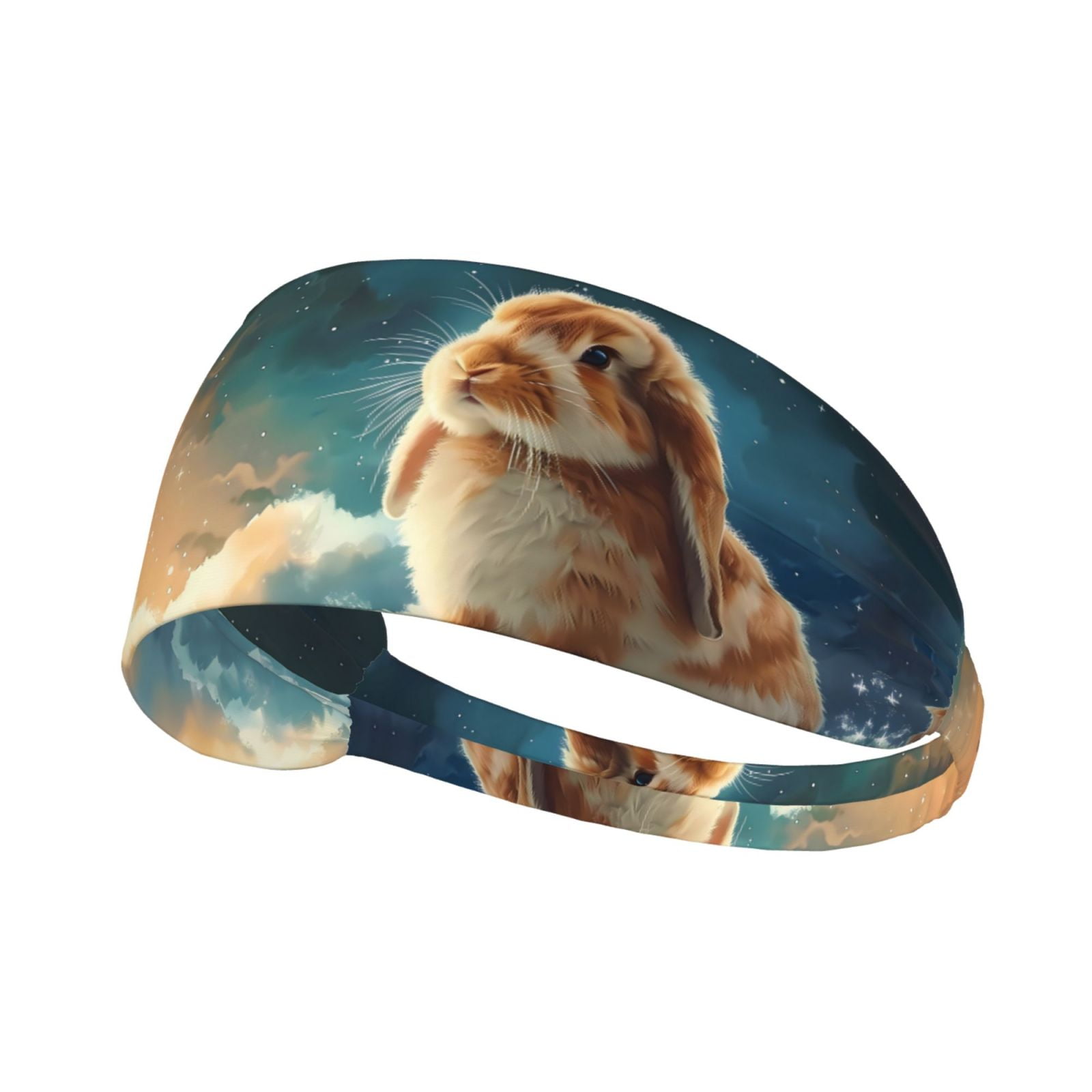 Starry Sky Cloud Cute Rabbit Headbands for Women Men, Workout Elastic ...