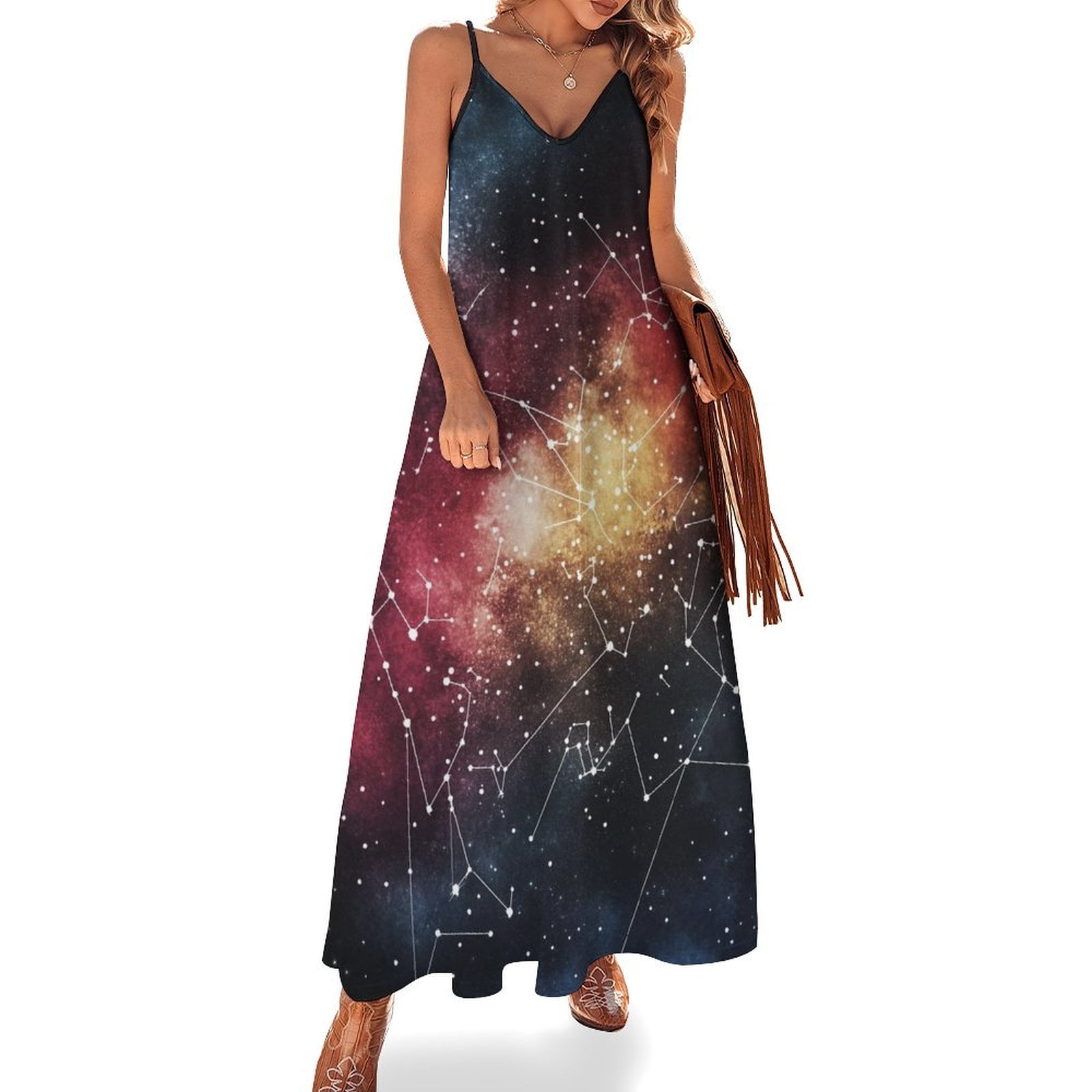 Starry Sky Constellation Galaxy Sleeveless Suspender Dress Summer ...