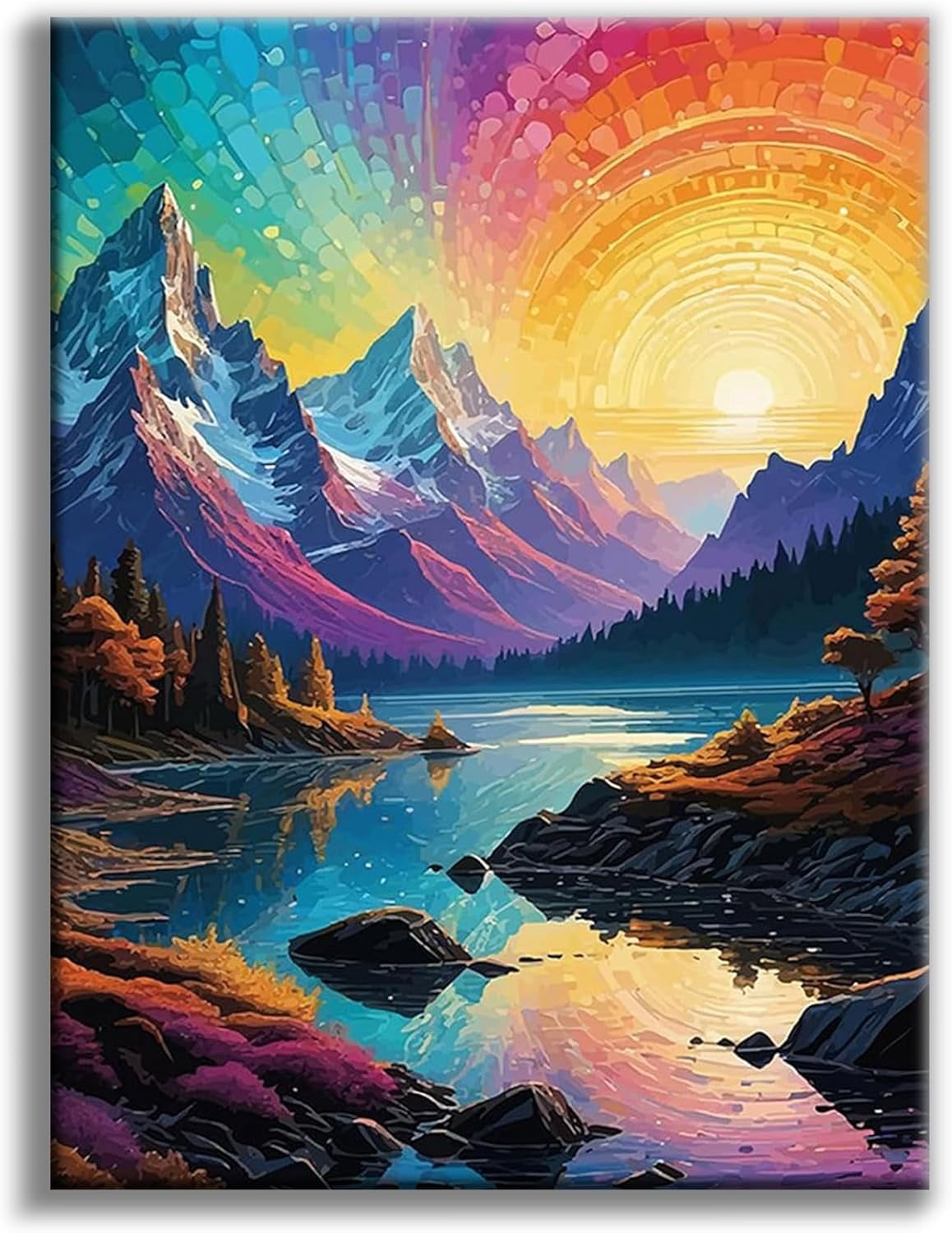 Starry Sky Diamond Art Kits for Adults, 5D Aurora Lake Diamond Painting ...
