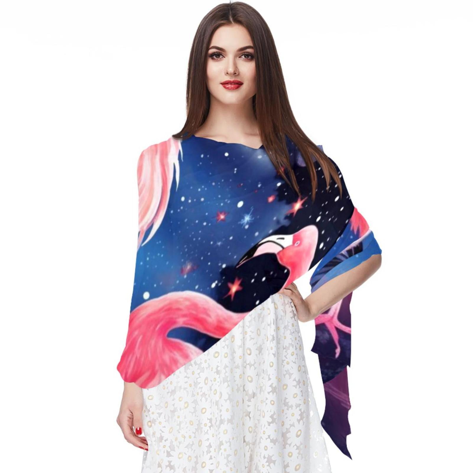 Starry Sky Flamingo Chic Translucent Chiffon Hair Scarf Light ...