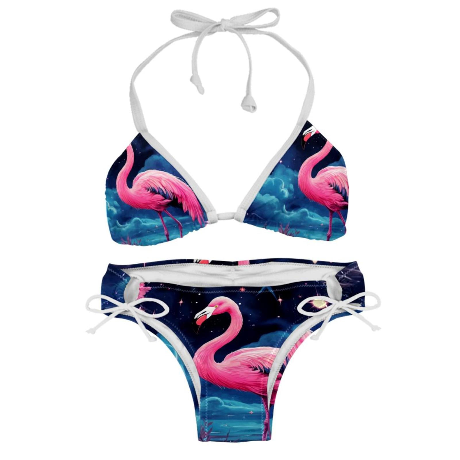 Starry Sky Flamingo Detachable Sponge Adjustable Strap Bikini Set 2 ...