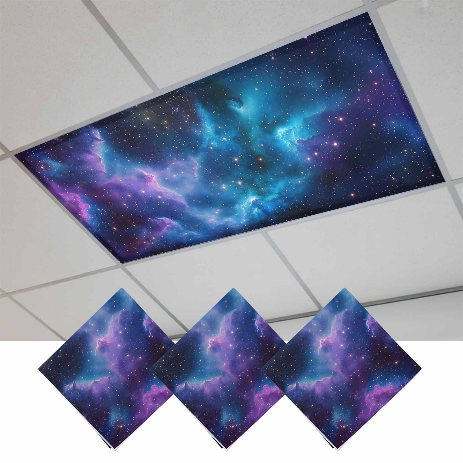 Starry Sky Fluorescent Light Covers, Modern Rustic Blue Purple Ombre ...