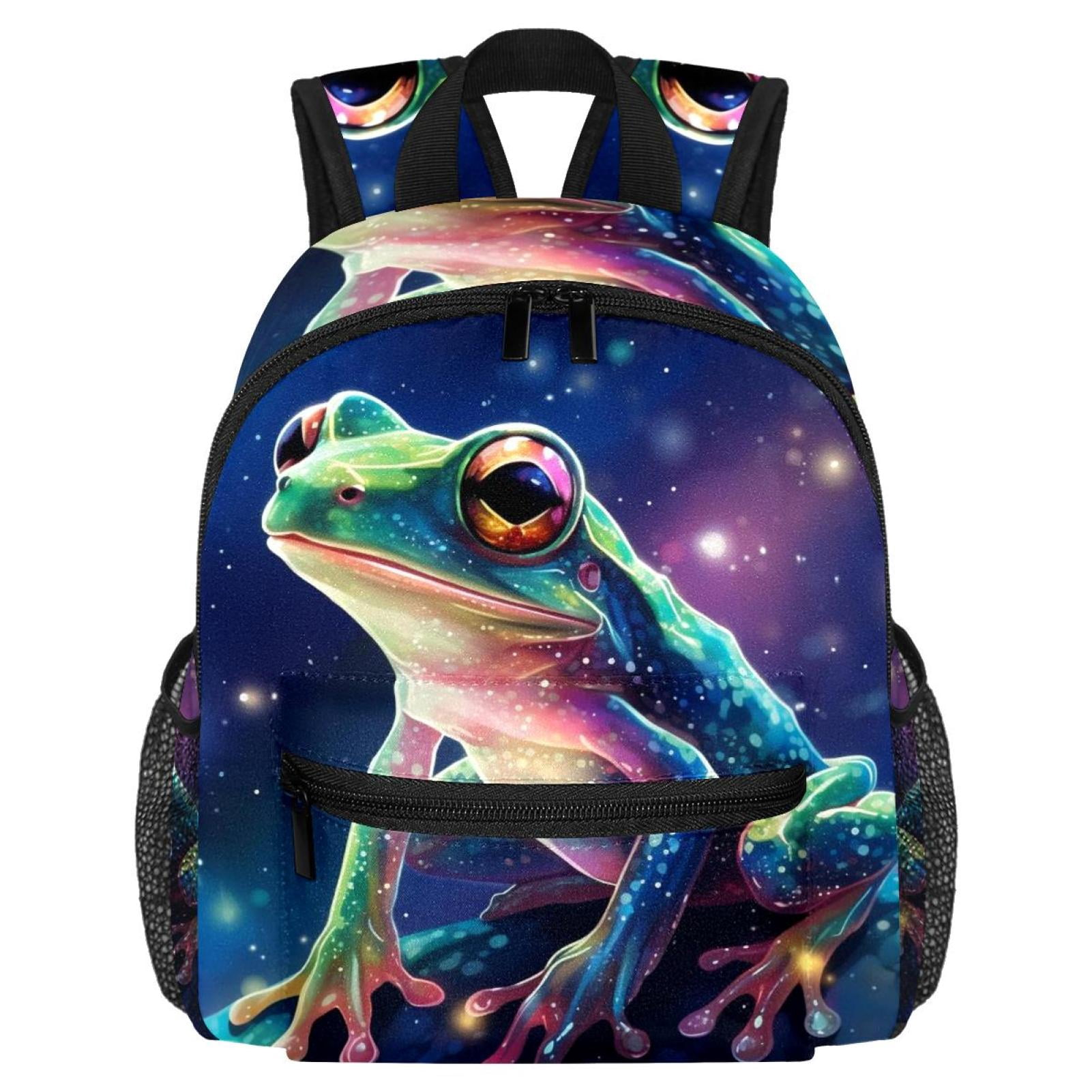 Starry Sky Frog Cute Adjustable Shoulder Strap Backpack with Large ...