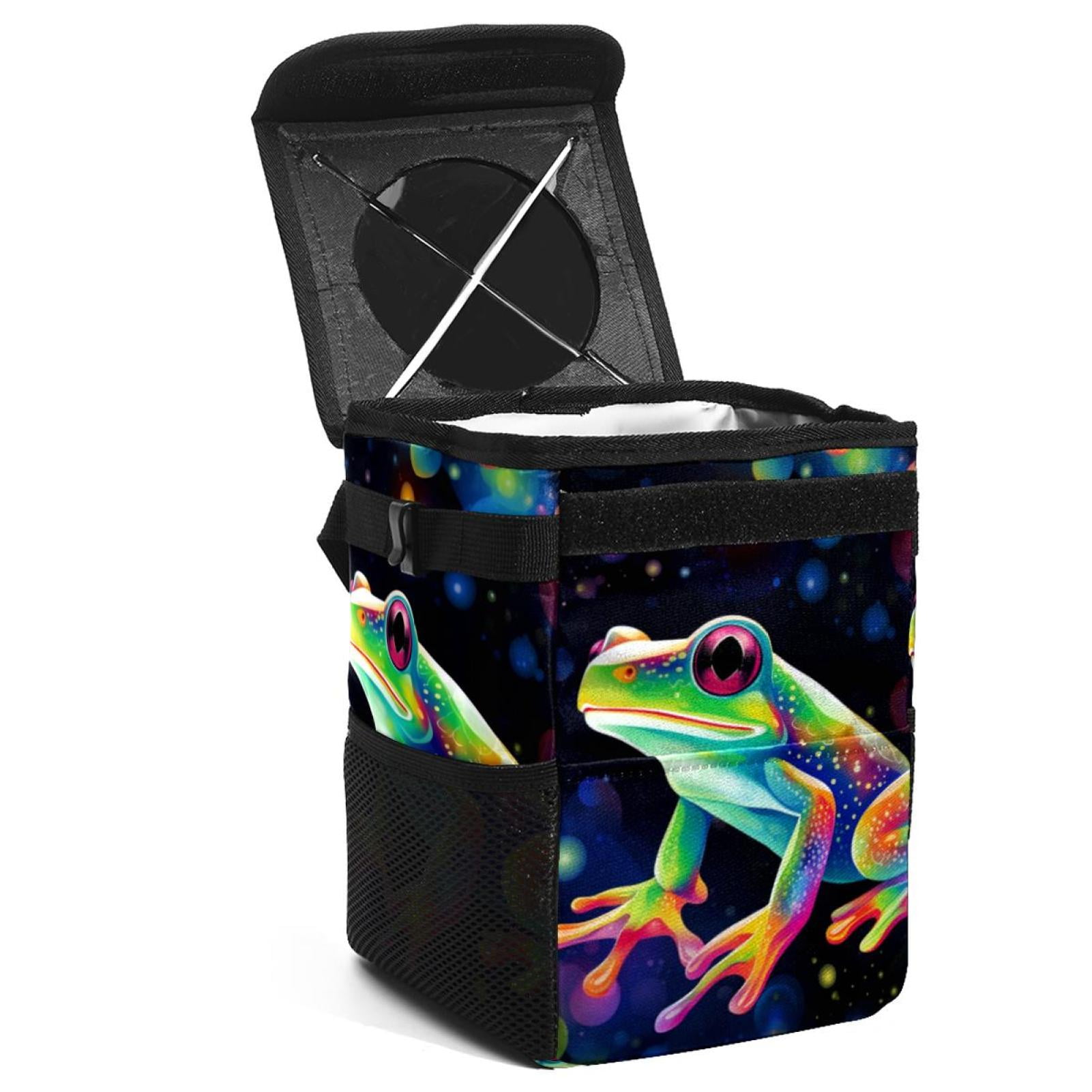 Starry Sky Frog Foldable Car Garbage Can with Lid, Leak-Proof, Hanging ...