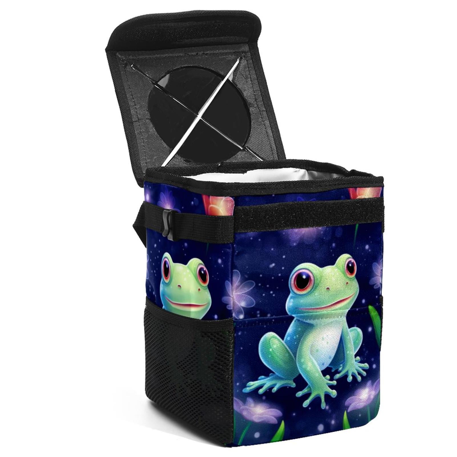 Starry Sky Frog Foldable Car Trash Bin with Lid, Leak-Proof, Hanging ...