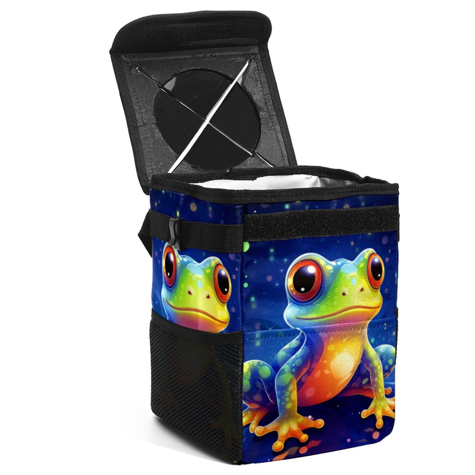 Starry Sky Frog Foldable Car Trash Bin with Lid, Leak-Proof, Hanging ...