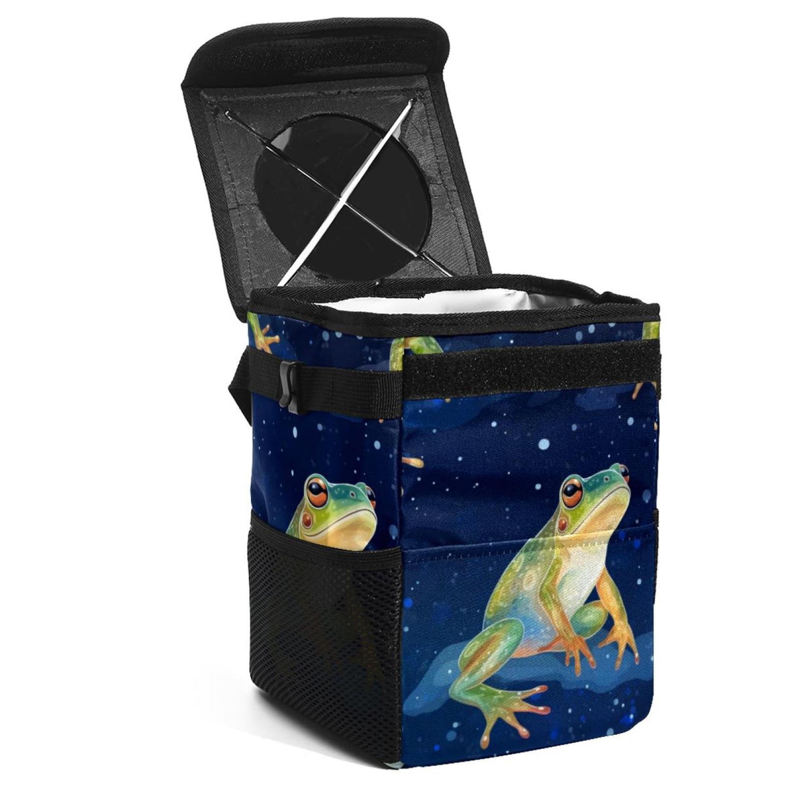 Starry Sky Frog Foldable Car Trash Can with Lid, Leak-proof Mini Trash ...