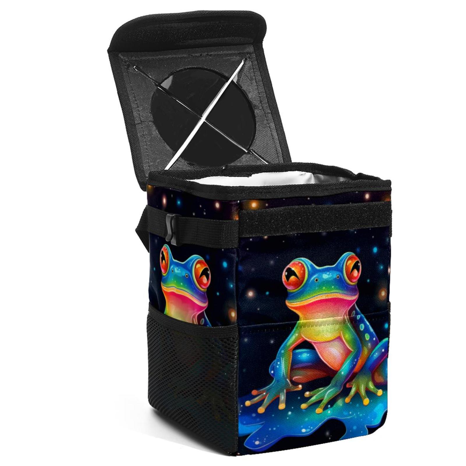 Starry Sky Frog Foldable, with Lid, Leak-proof, Hanging Car Trash Can ...