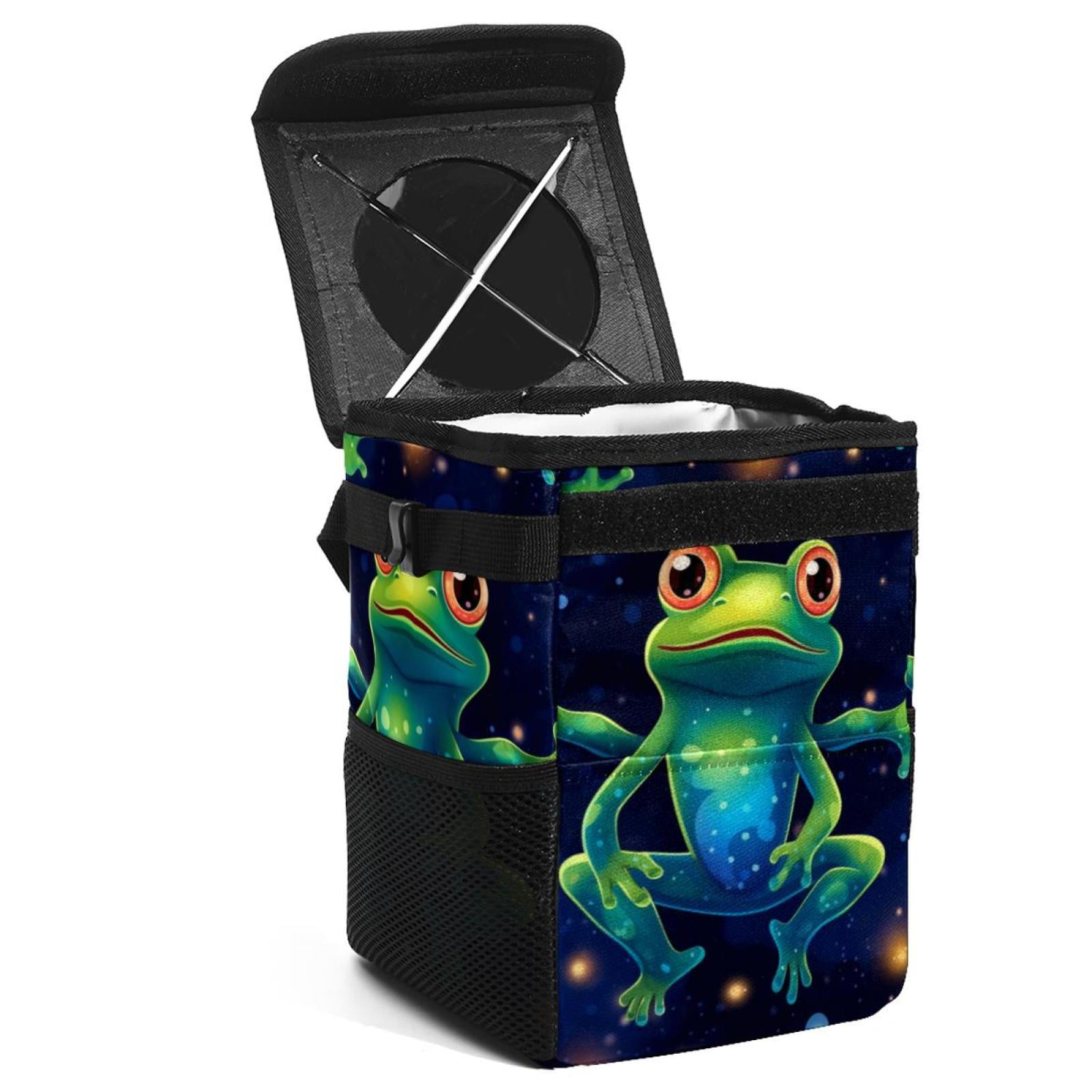 Starry Sky Frog Foldable Mini Trash Can for Car with Lid, Leak-proof ...