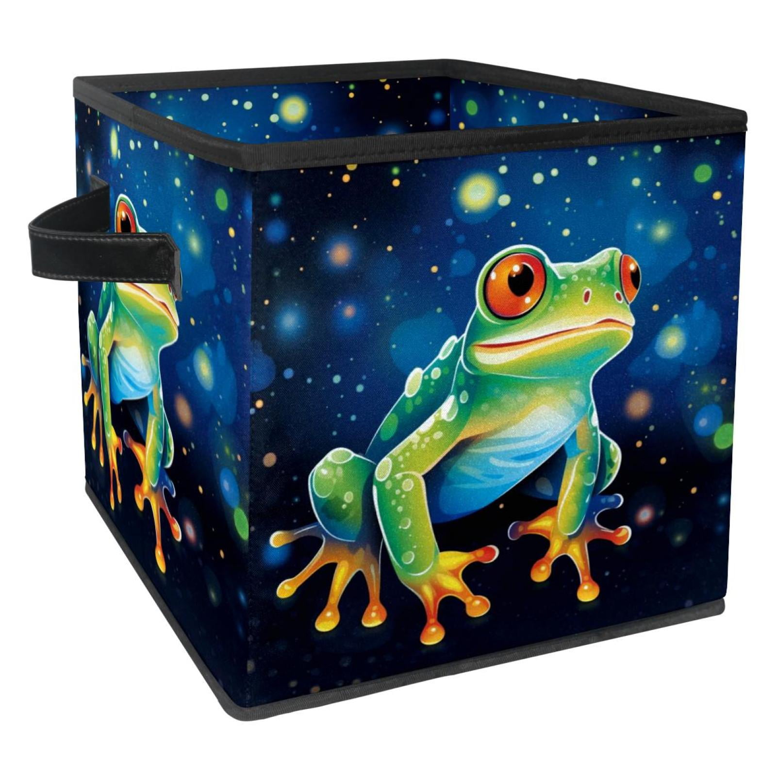 Starry Sky Frog Foldable Storage Cubes with Handle, 10.8"x10.5"x10.6 ...