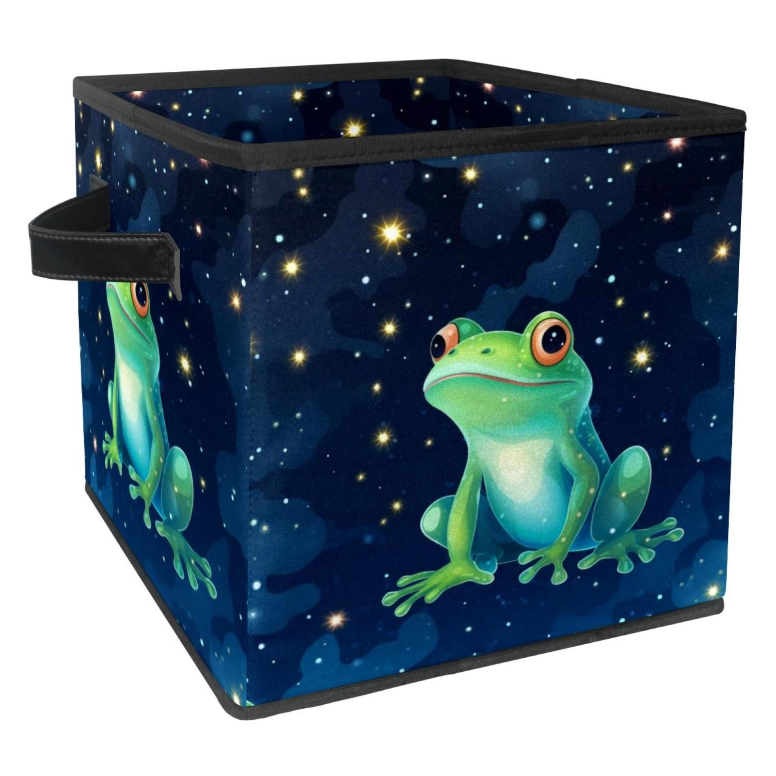 Starry Sky Frog Foldable Storage Cubes with Handle, 10.8"x10.5"x10.6 ...