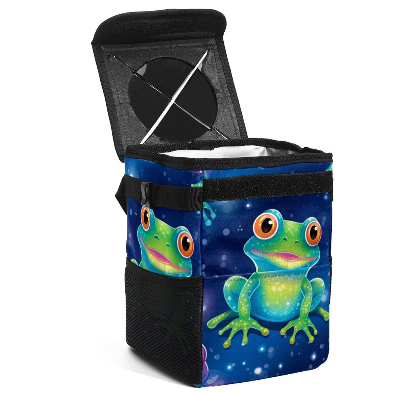Starry Sky Frog Leak-Proof Foldable Car Garbage Can with Lid and ...