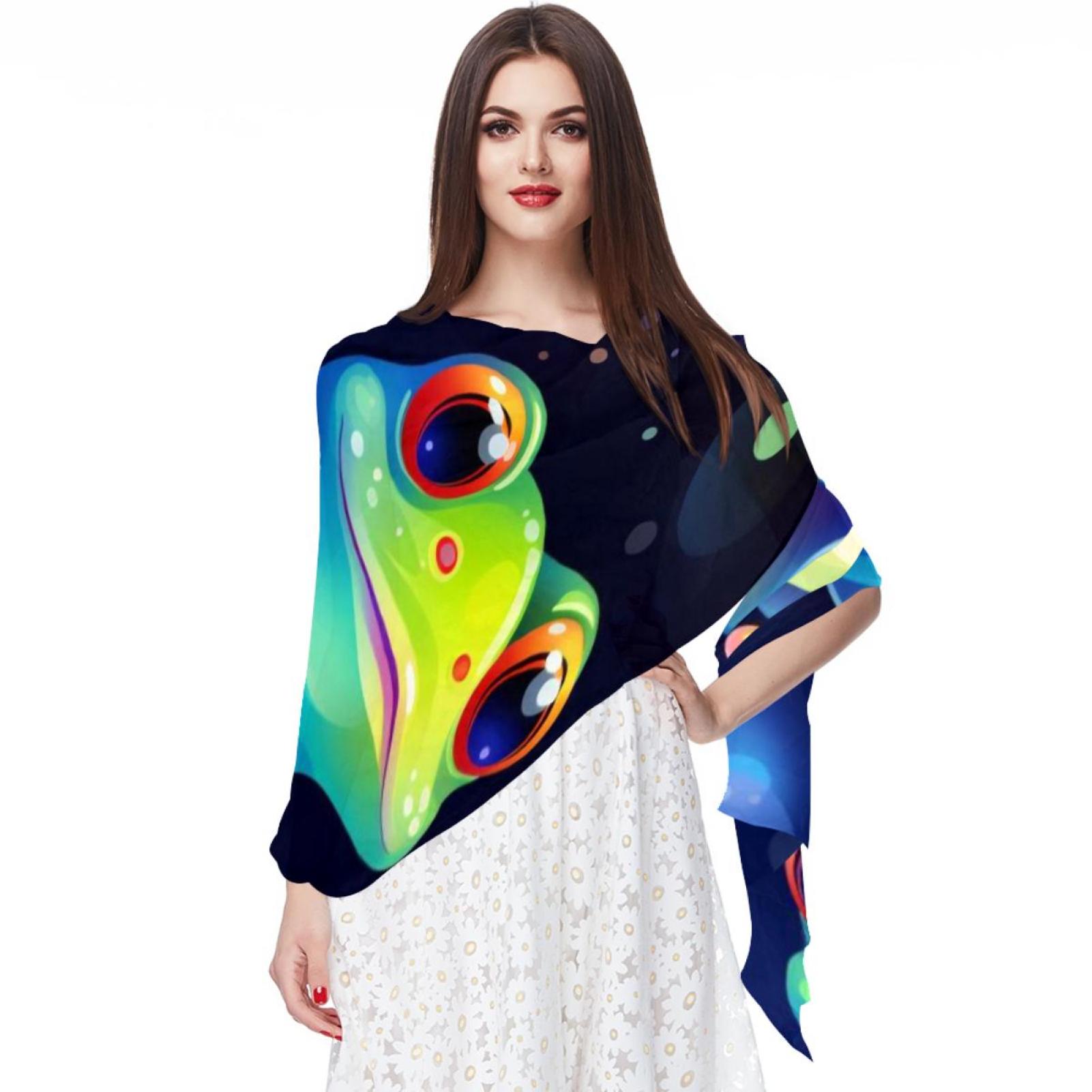 Starry Sky Frog Light and Breathable Chiffon Yarn Silk scarf for Women ...