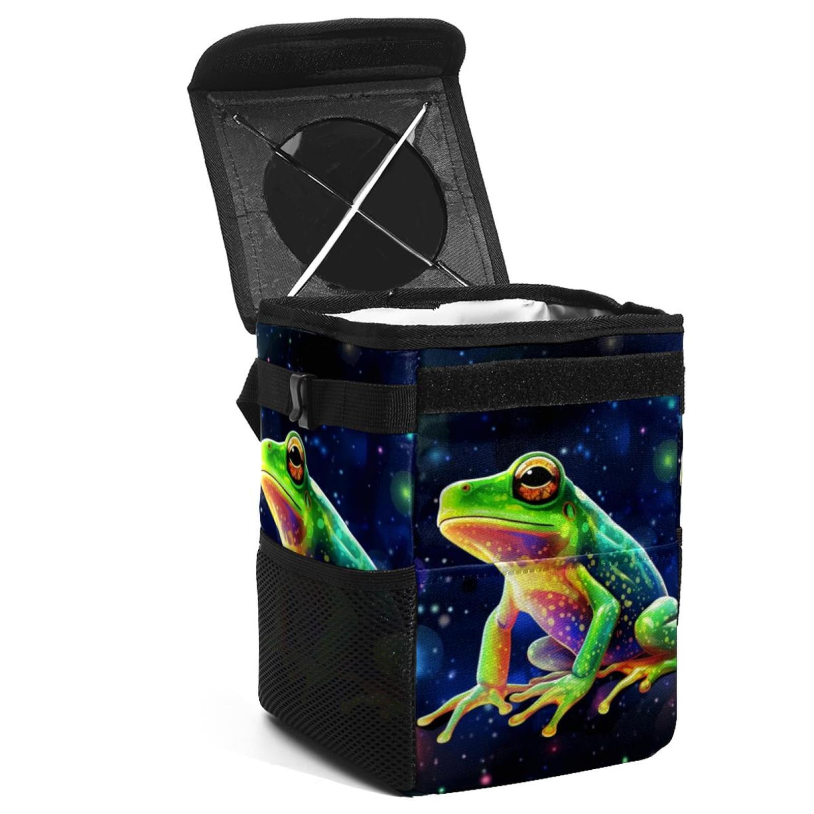 Starry Sky Frog Mini Trash Can for Car: Foldable, Leak-Proof with Lid ...