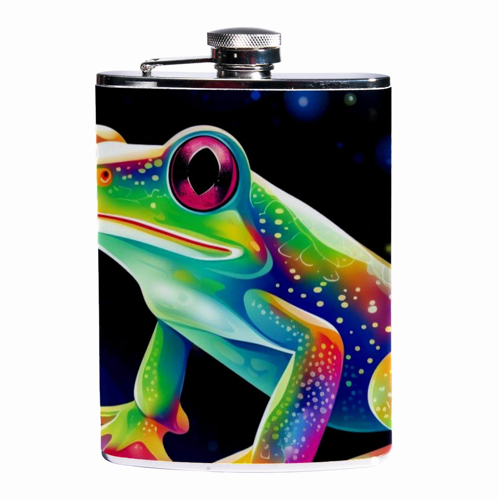 Starry Sky Frog Premium Stainless Steel Iron Flask with Microfiber Leather | 9.2x15cm/3.6x6in ...