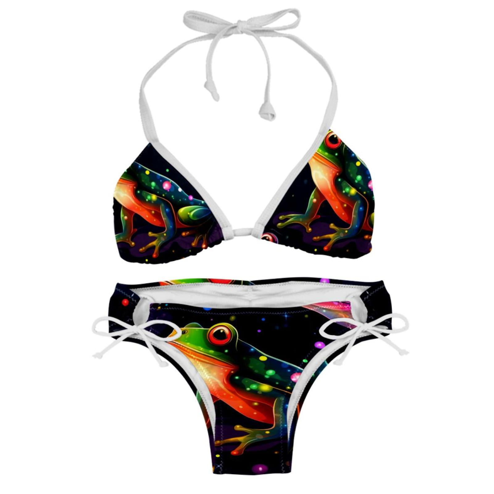 Starry Sky Frog Swim Wear Detachable Sponge Adjustable Strap Bikini Set ...
