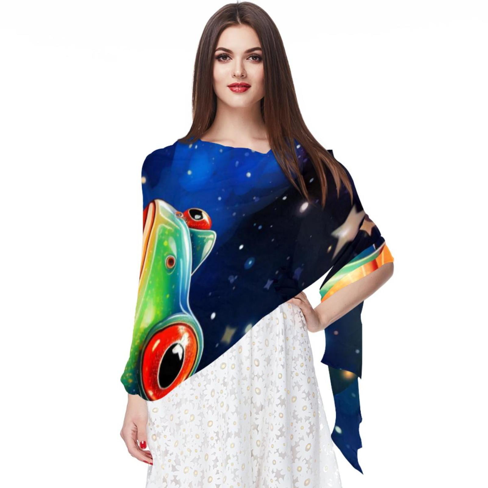 Starry Sky Frog Translucent Light and Breathable Chiffon Silk Scarf 70 ...