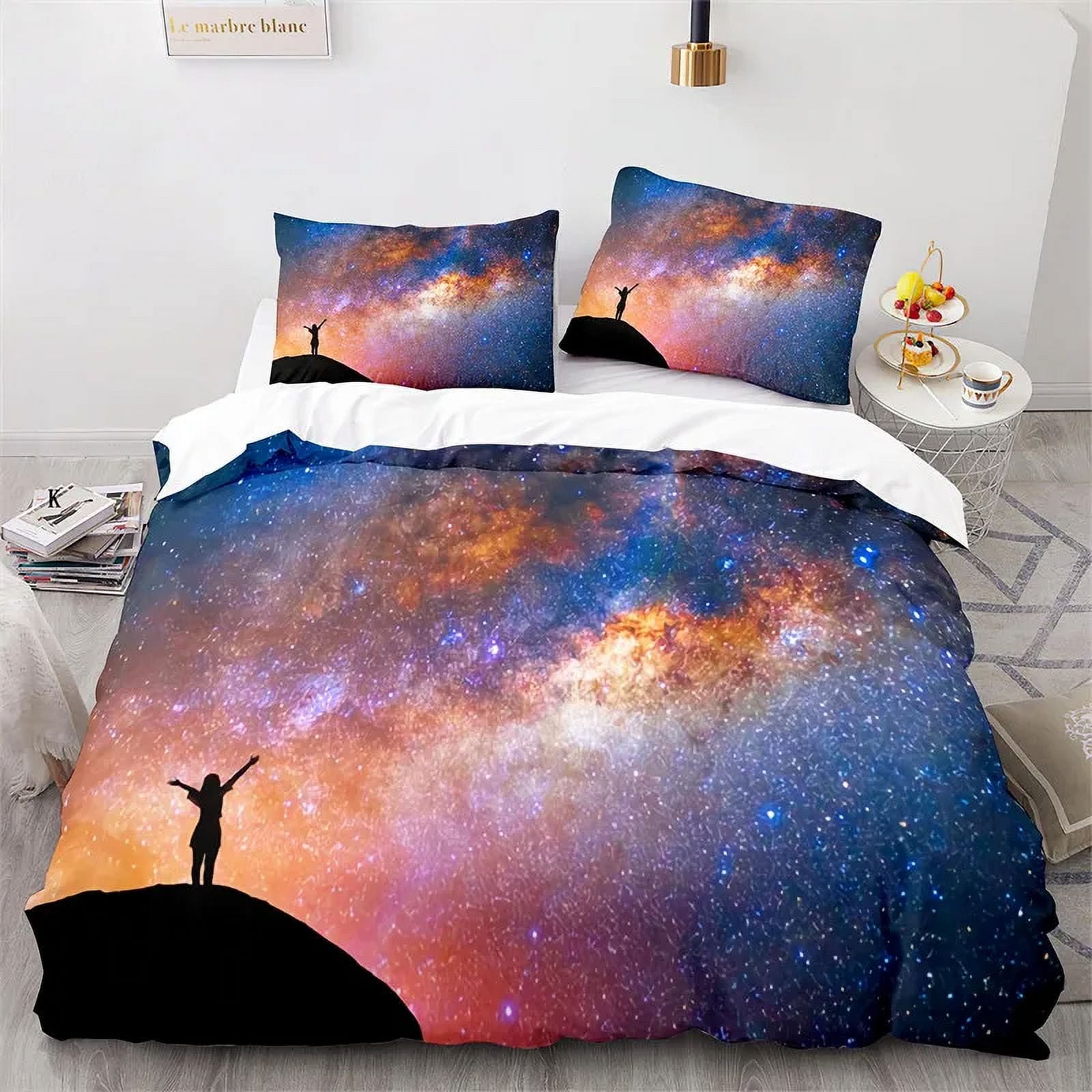 Starry Sky Galaxy Duvet Cover Natural Scenery Bedding Set Microfiber ...