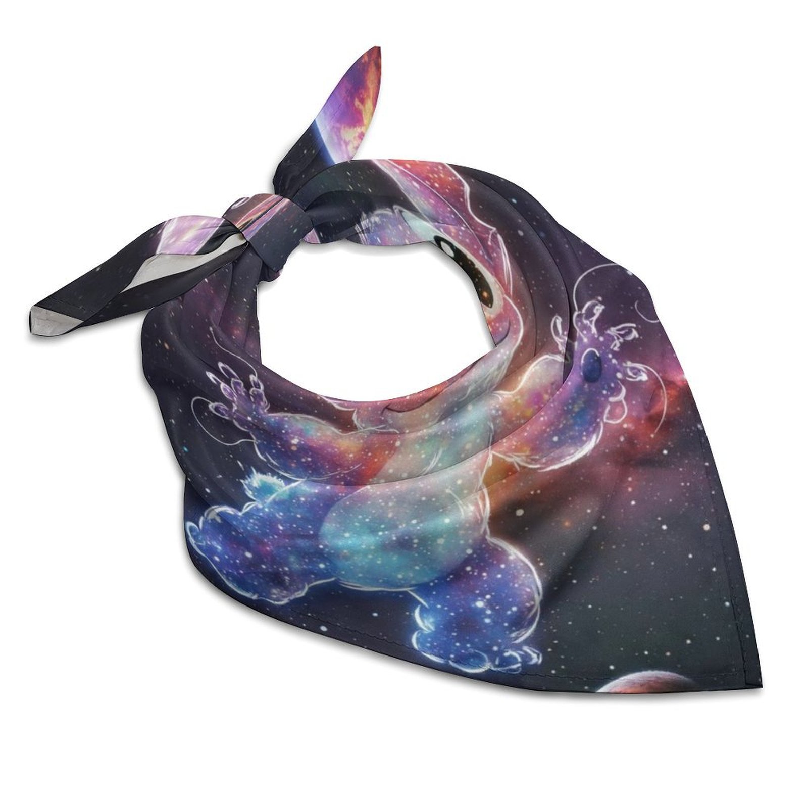 Starry Sky Galaxy Stitch Square Satin Head Scarf Hair Scarves Silk-like ...