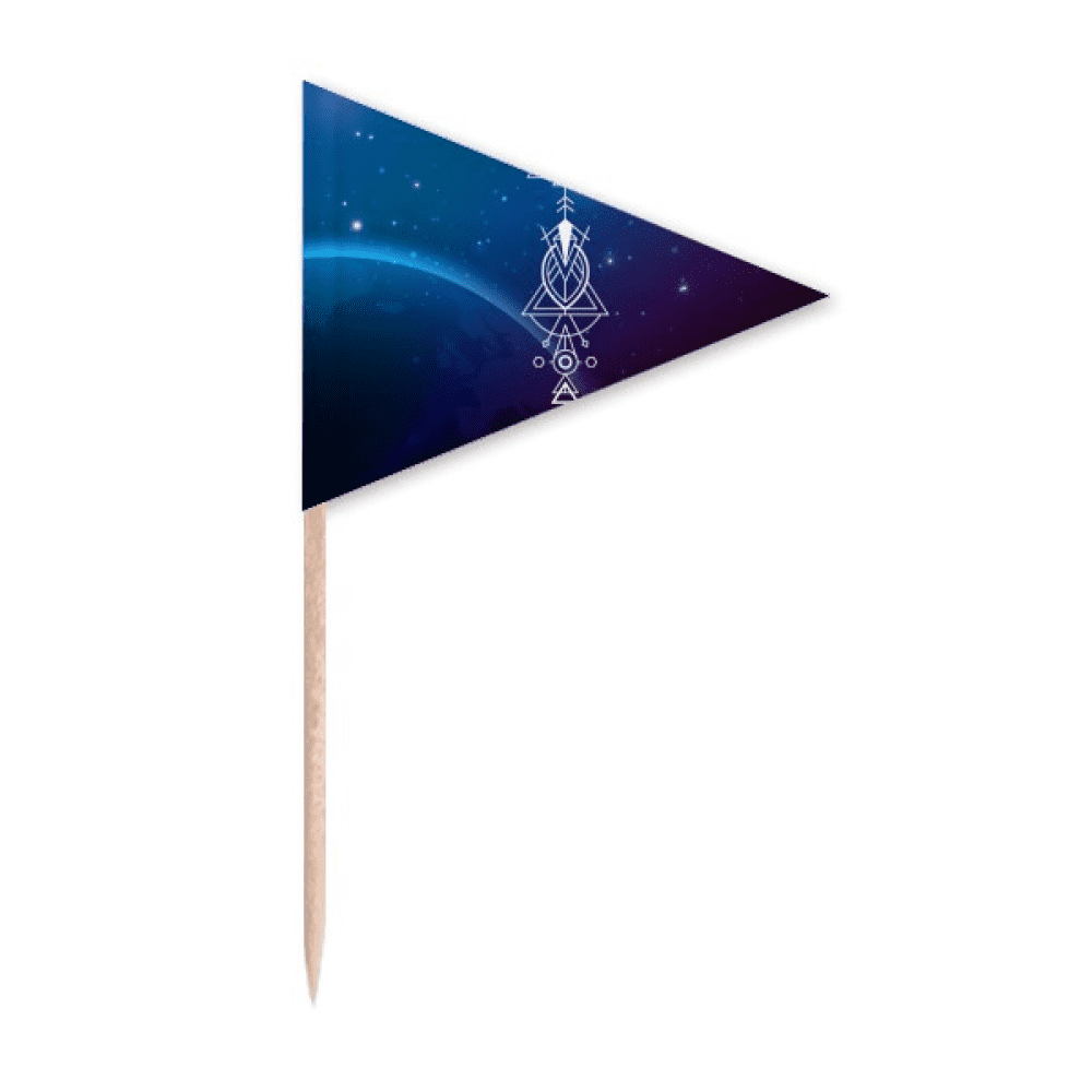 Starry Sky Geometry Alien Totem Toothpick Triangle Cupcake Toppers Flag ...