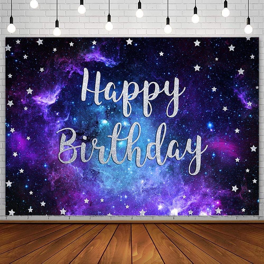 Starry Sky Happy Birthday Backdrop Outer Space Birthday Party ...