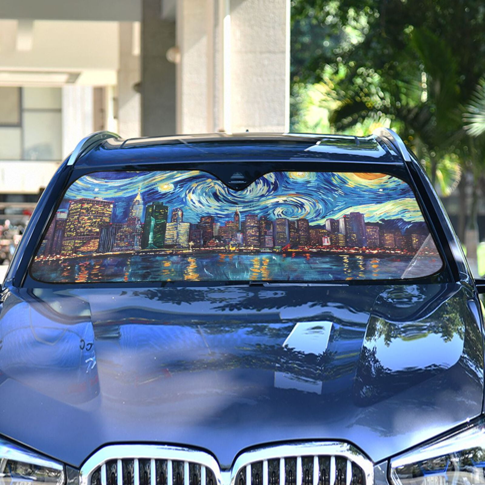Starry Sky Houses Sea Automotive Front Car Windshield Sun Shade ...