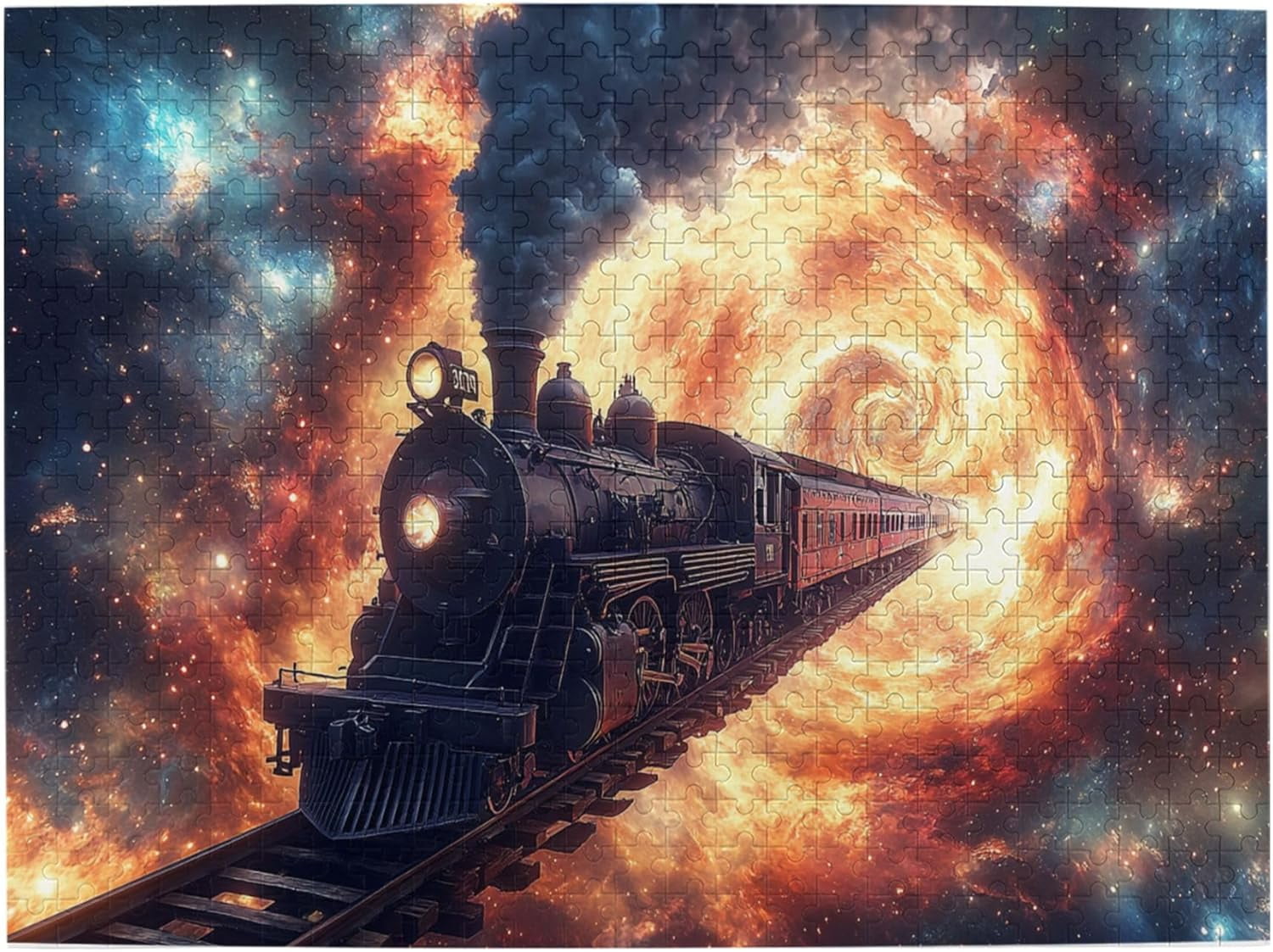 Starry Sky Journey of Steam Train Wooden Puzzles,Wonderful Imagination ...