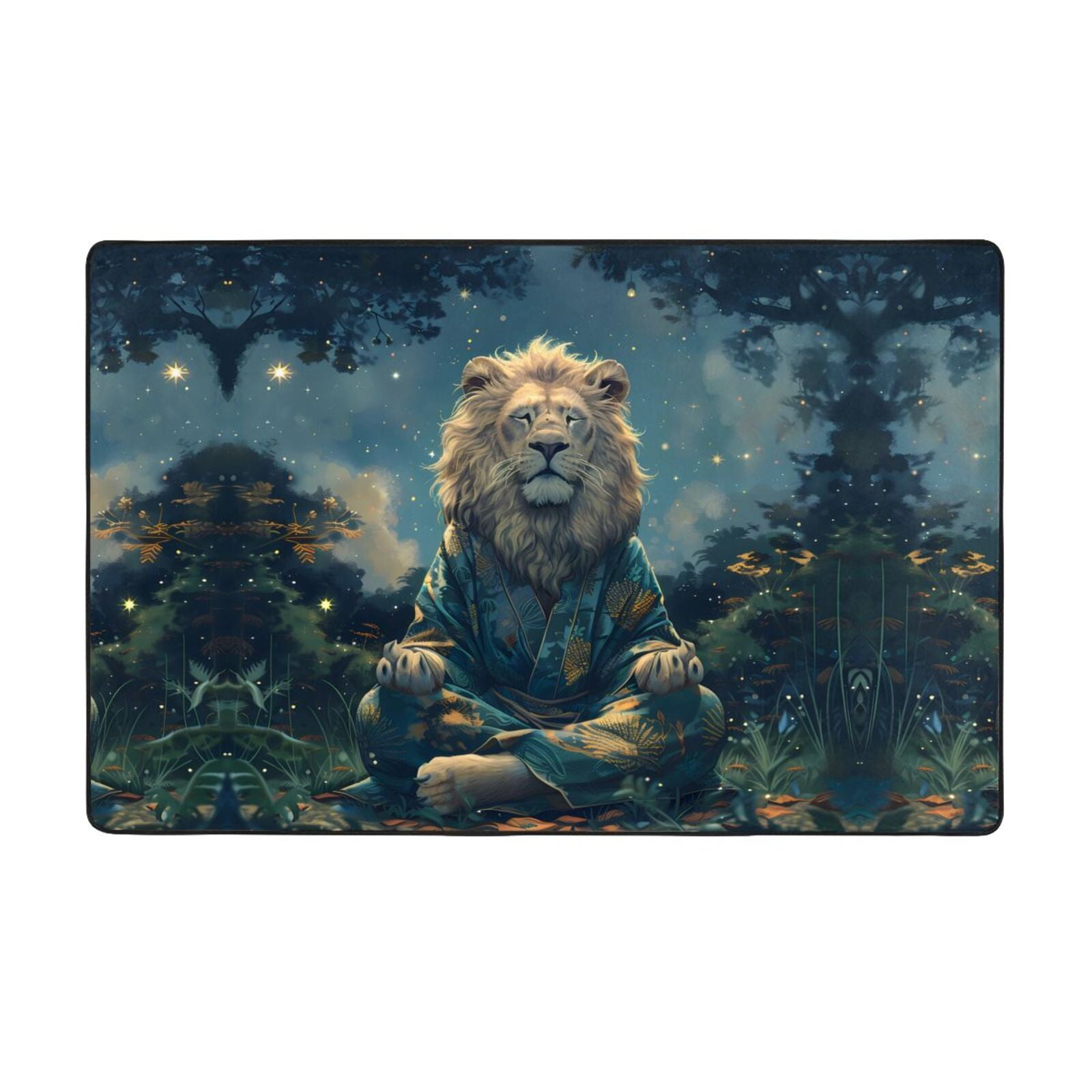 Starry Sky Meditating Lion Universal Door Mat Indoor Entrance, 60×39 ...