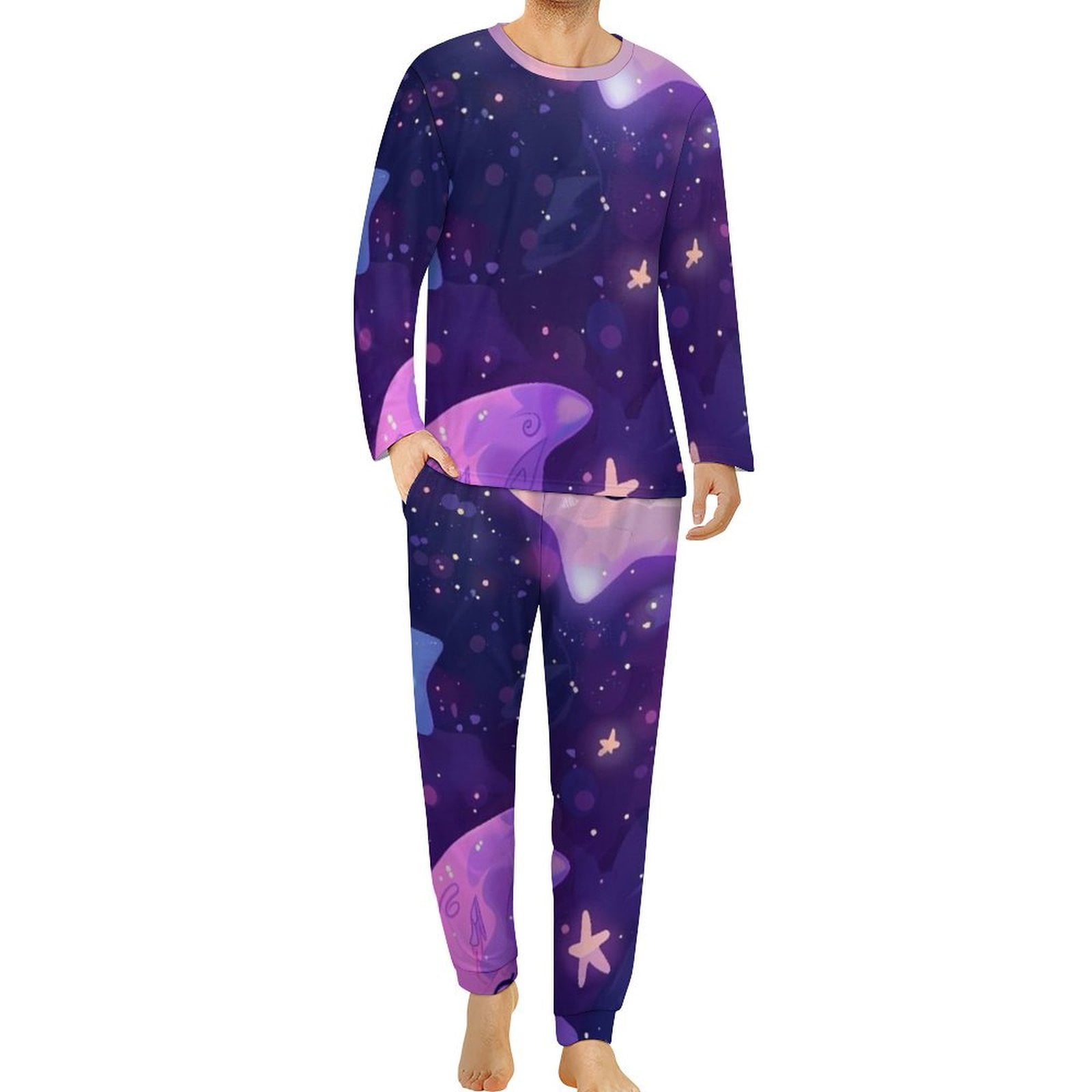 Starry Sky Men's Long Sleeve Pajama，Soft Sleepwear Pjs Long for ...