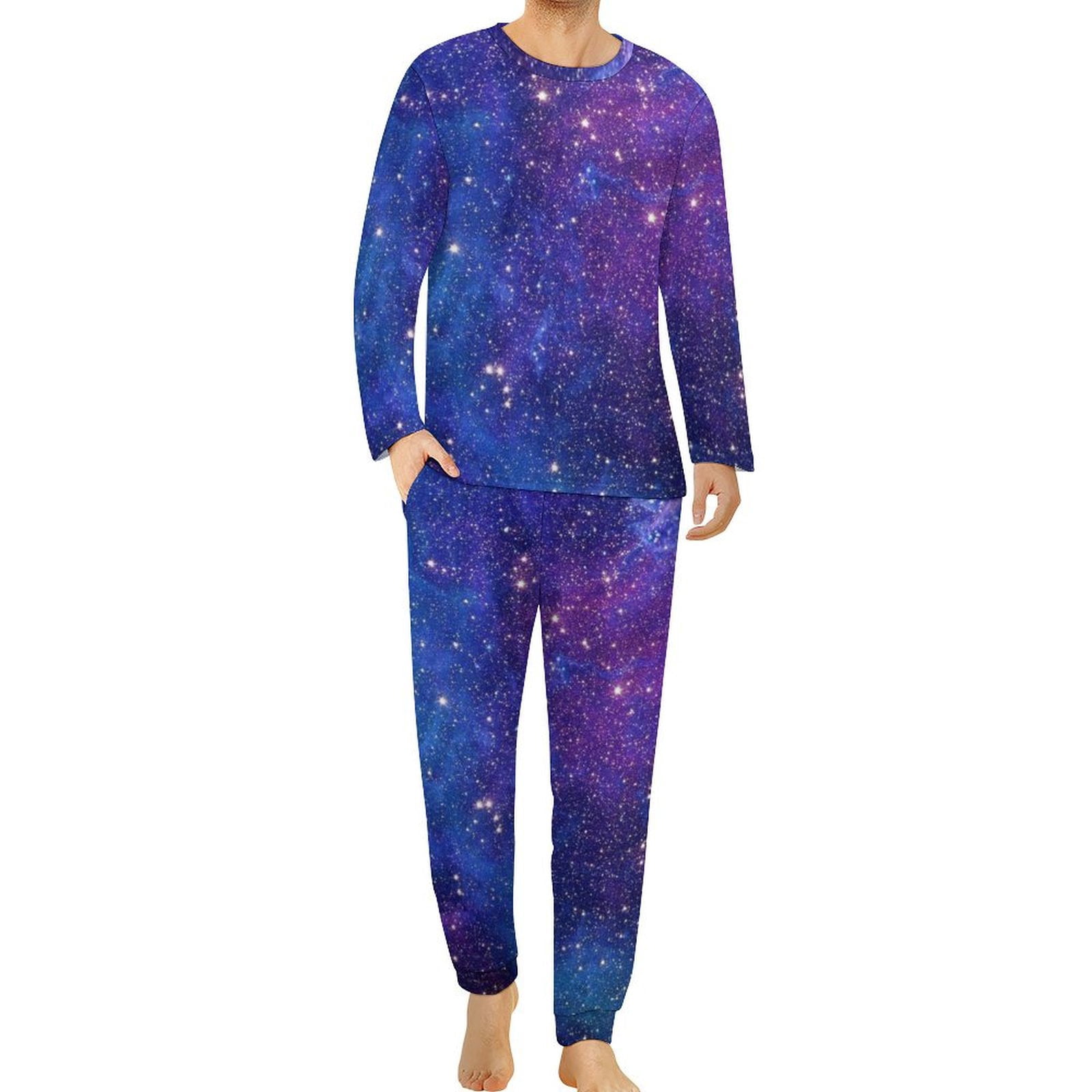 Starry Sky Men's Long Sleeve Pajama，Soft Sleepwear Pjs Long for ...