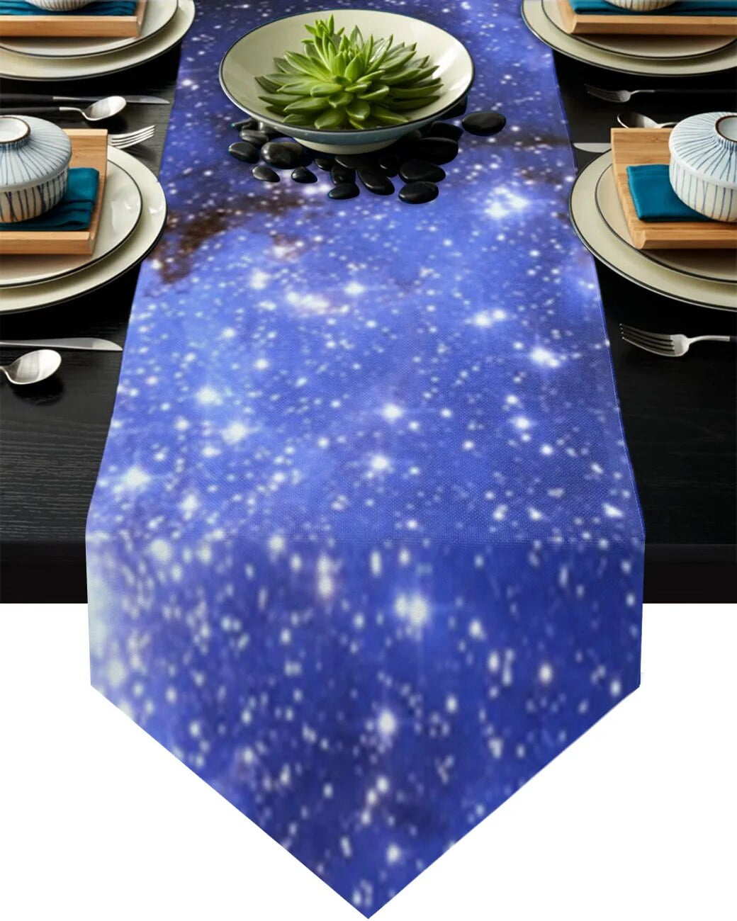 Starry Sky Moon Stars Beautiful Trees Modern Table Runner Wedding Party ...
