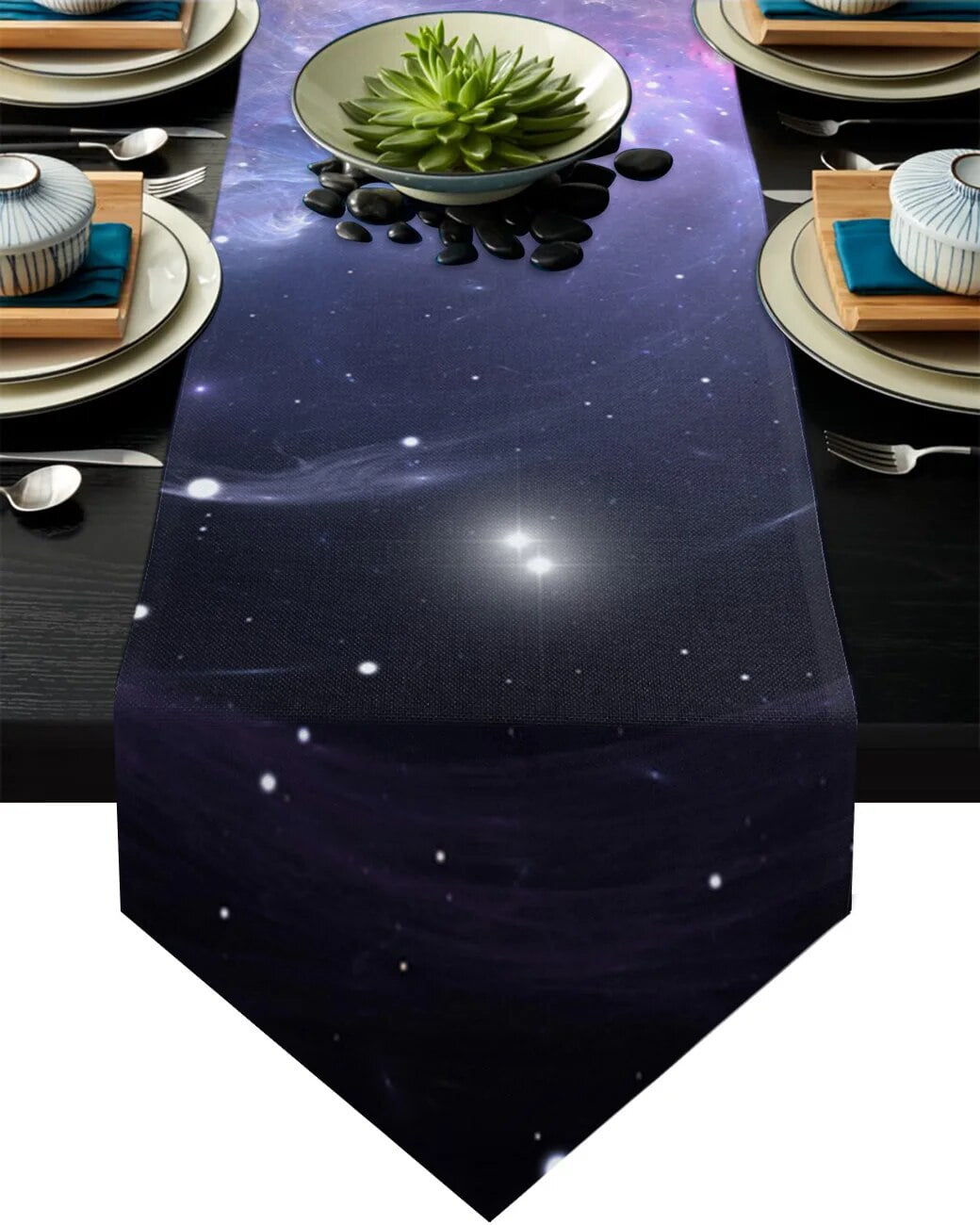 Starry Sky Moon Stars Beautiful Trees Modern Table Runner Wedding Party ...