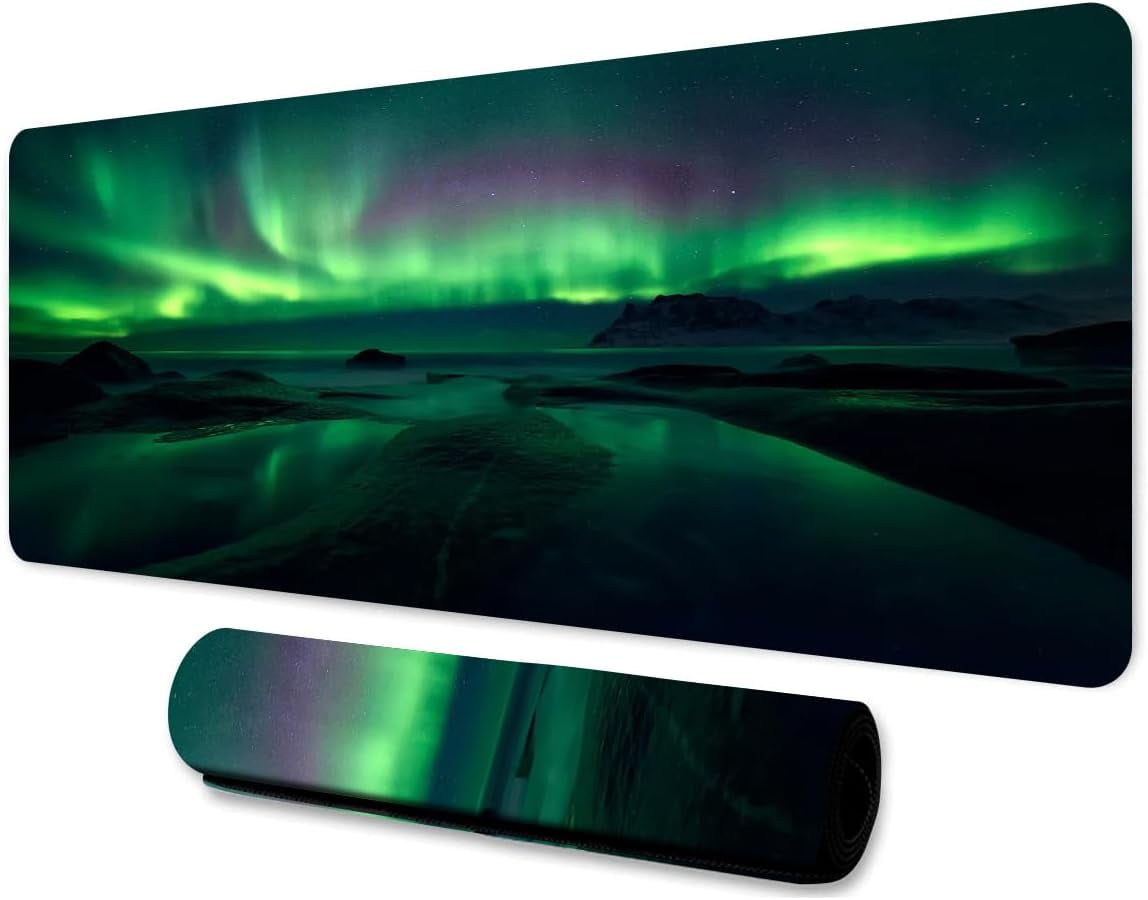 Starry Sky Mouse Pad 31.5x11.8 Inches Nature Scenery Northern Lights ...