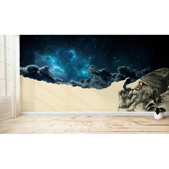 Starry Sky Mural, Modern Wallpaper, Paper Wall Art Wallpaper Wall Art ...