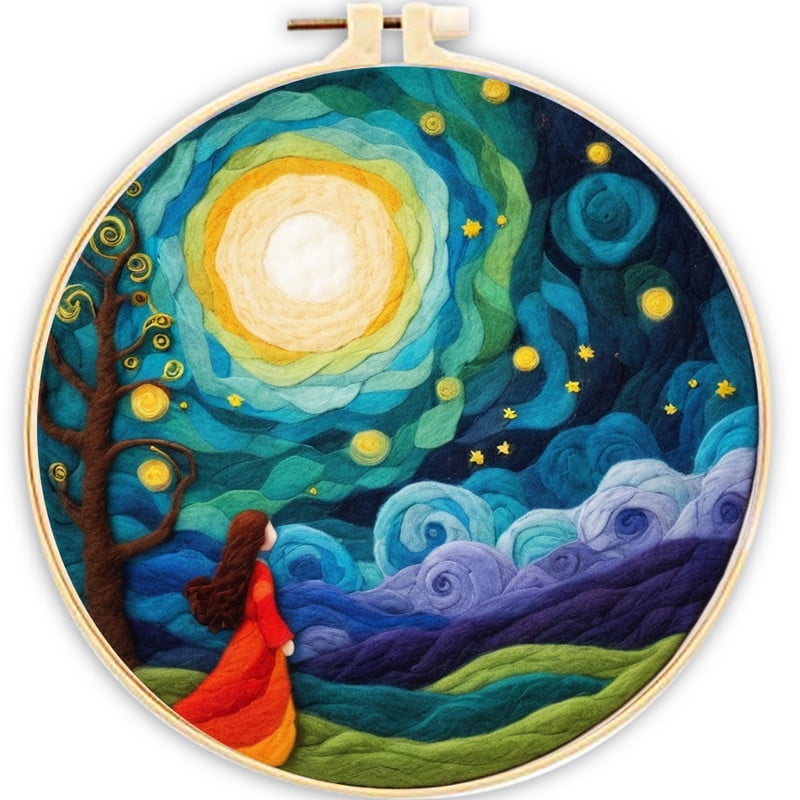 Starry Sky Needle Felt Painting Set Beginner Felt Painting Set with ...