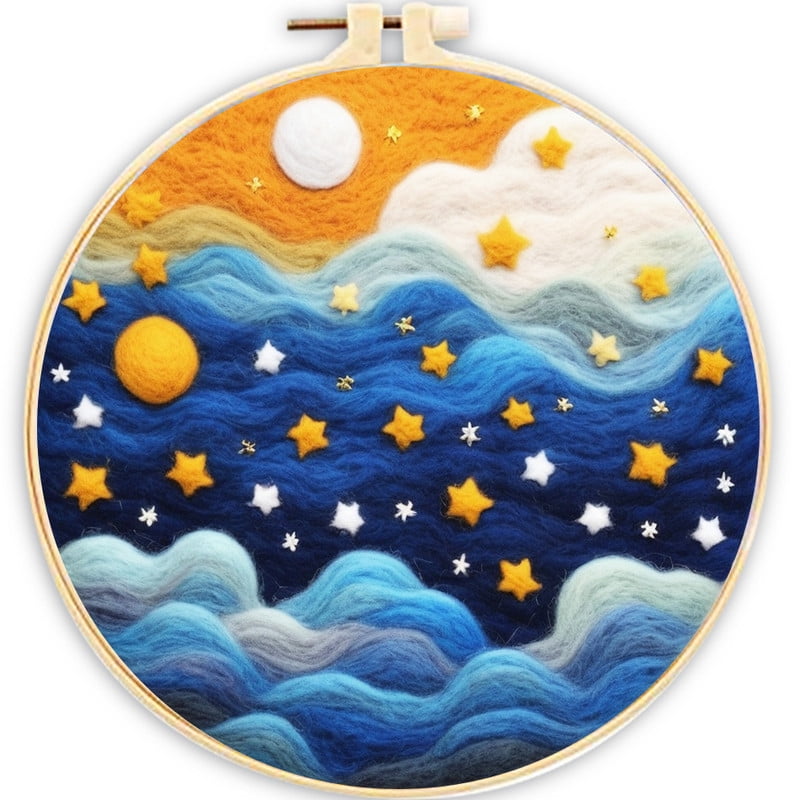 Starry Sky Needle Felting Set, Beginner Felt Painting Set, With Wool ...