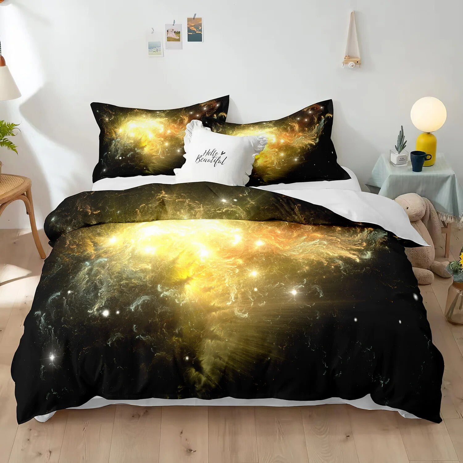 Starry Sky Polyester Duvet Cover Set King Size White Star Colourful ...