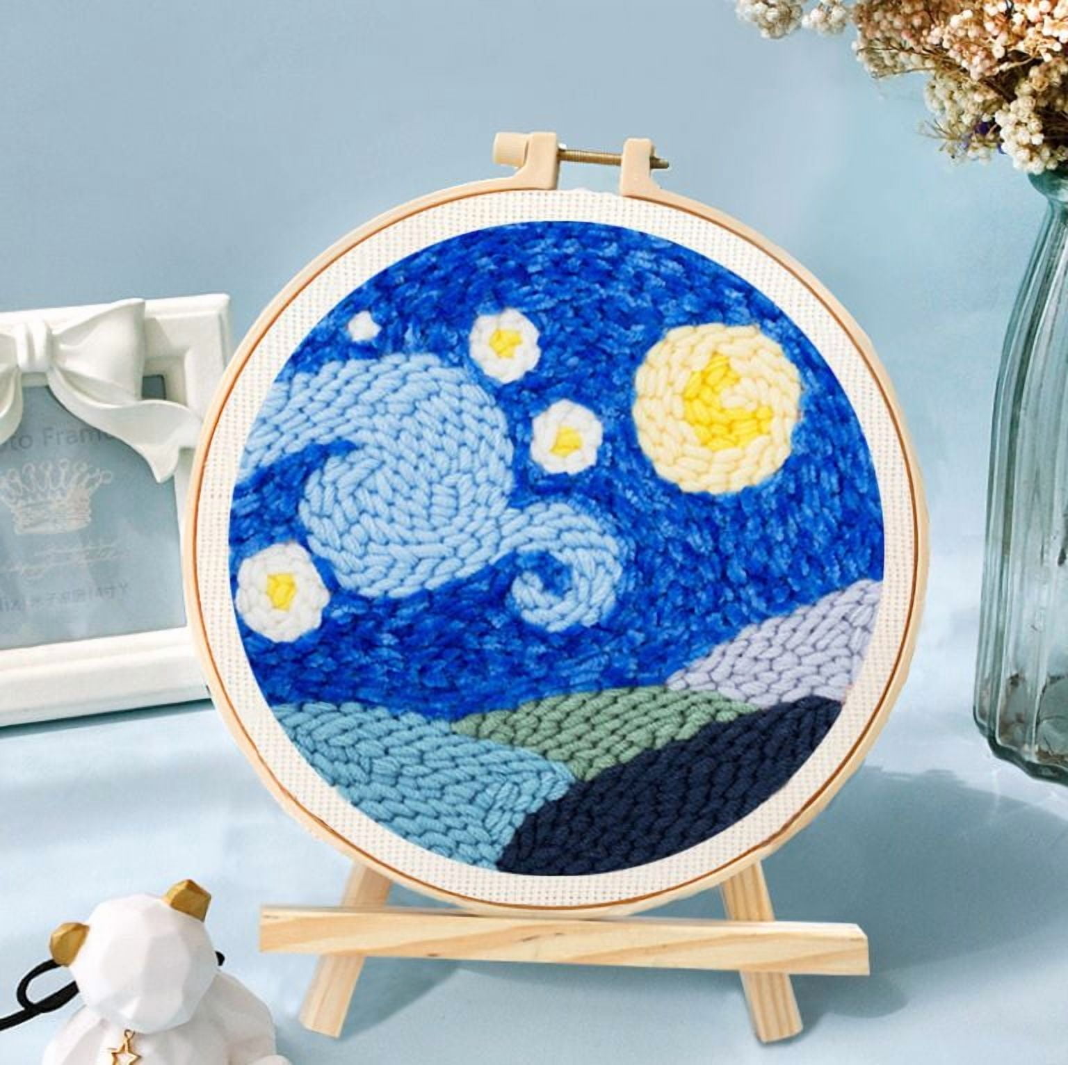 Starry Sky Punch Needle Kits Adults Beginner, Handcraft DIY Craft Hoop ...